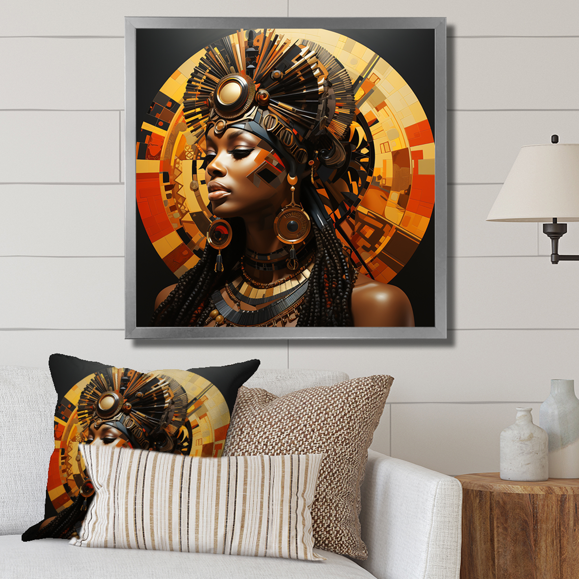 Designart "Elegance of African Tribal Woman" People Framed Wall Art ...