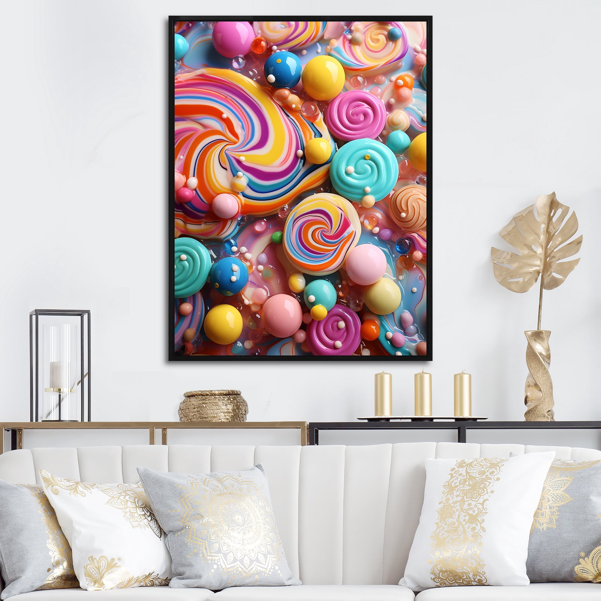 Designart "Elegance of Colorful Sweet Pop Candy" Fashion Framed Wall ...