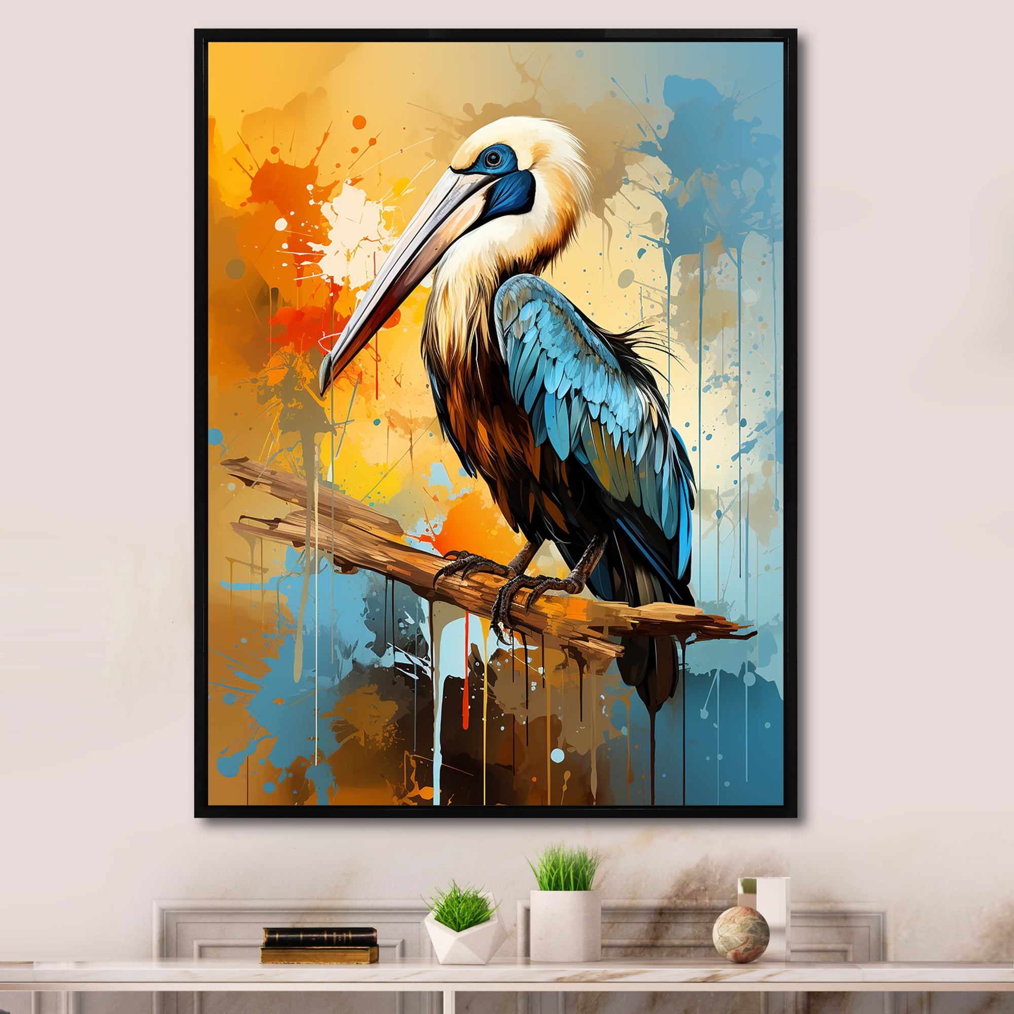 Designart "Elegance of Feathered Pelicans" Animals Framed Wall Art ...