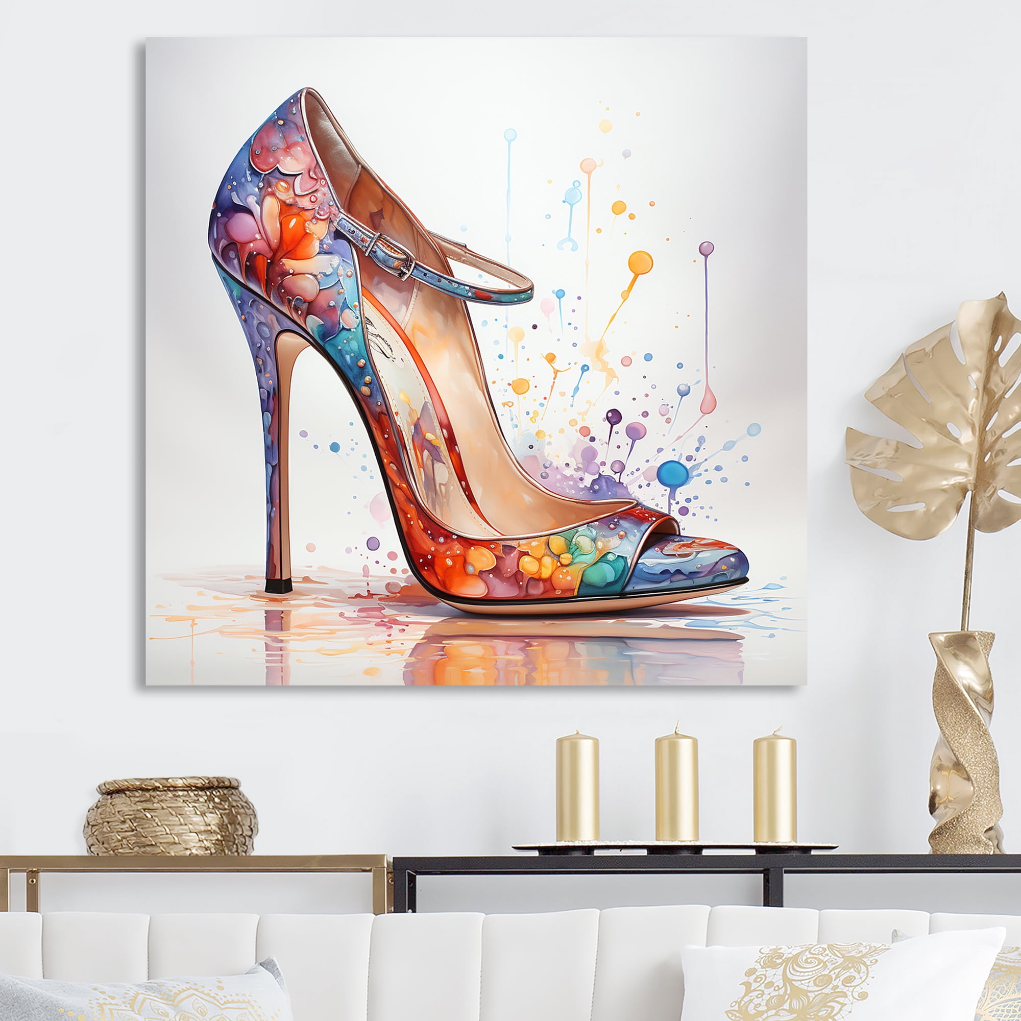 Designart "Elegance of Pop Art High Heel Shoes" Fashion Wall Art - Glam ...