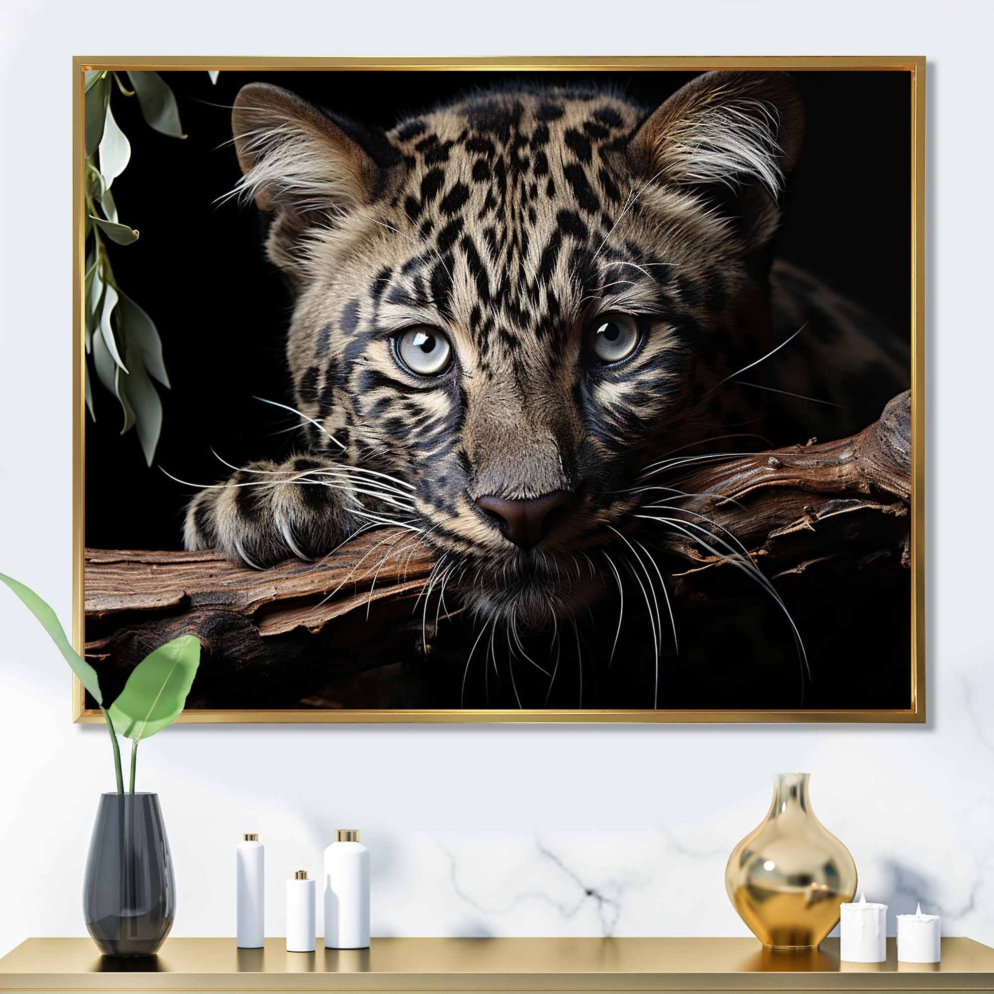 Designart "Elegant Grace Of Leopards" Animals Leopard Floater Framed ...