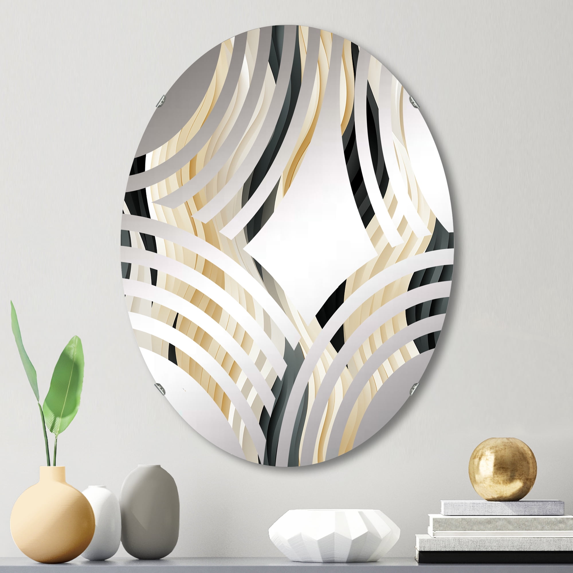 Designart "Elegant Minimalism in Black and White III" Striped Baptist ...