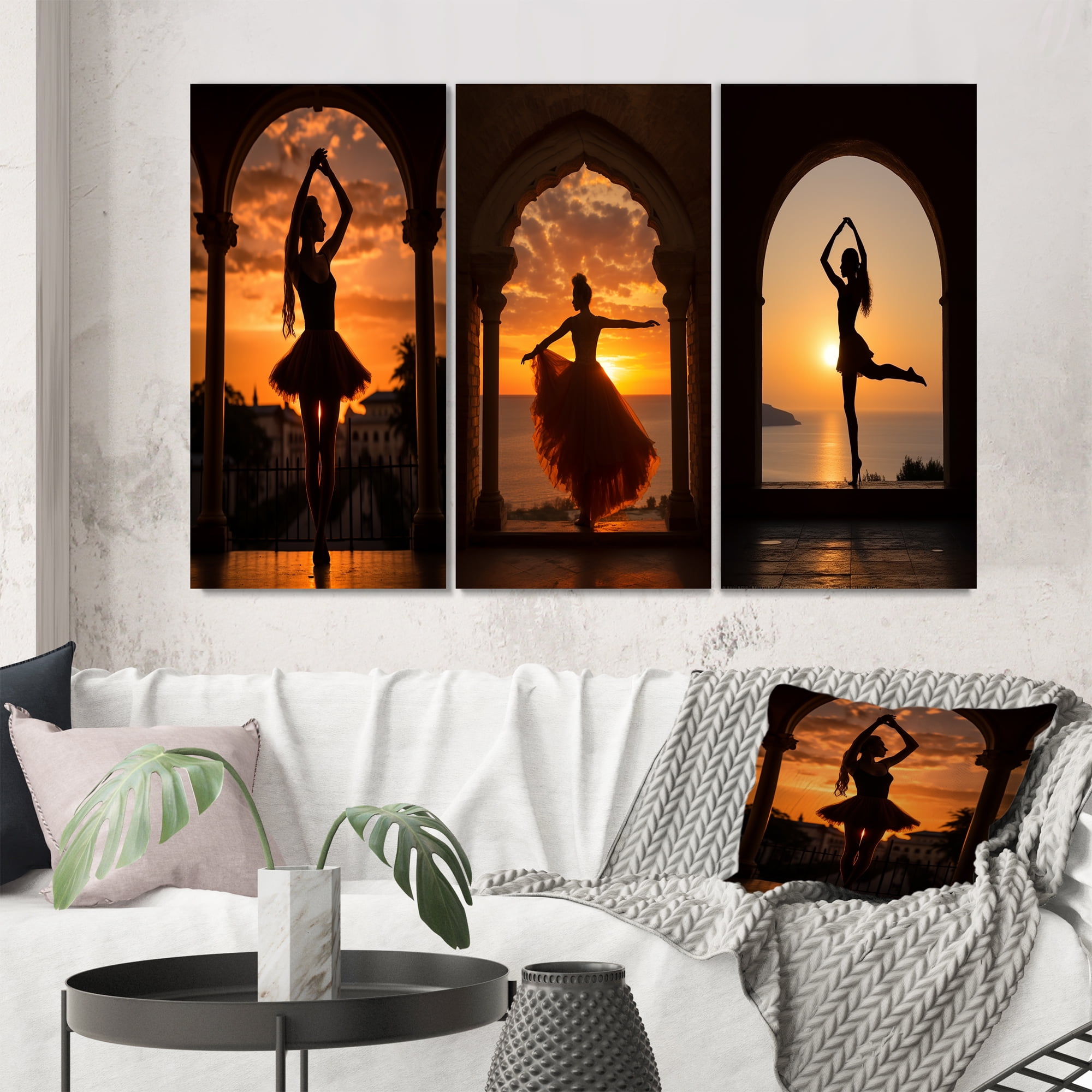 Designart "Elegant Silhouette of a Dancing Sunset III" Woman Fashion ...
