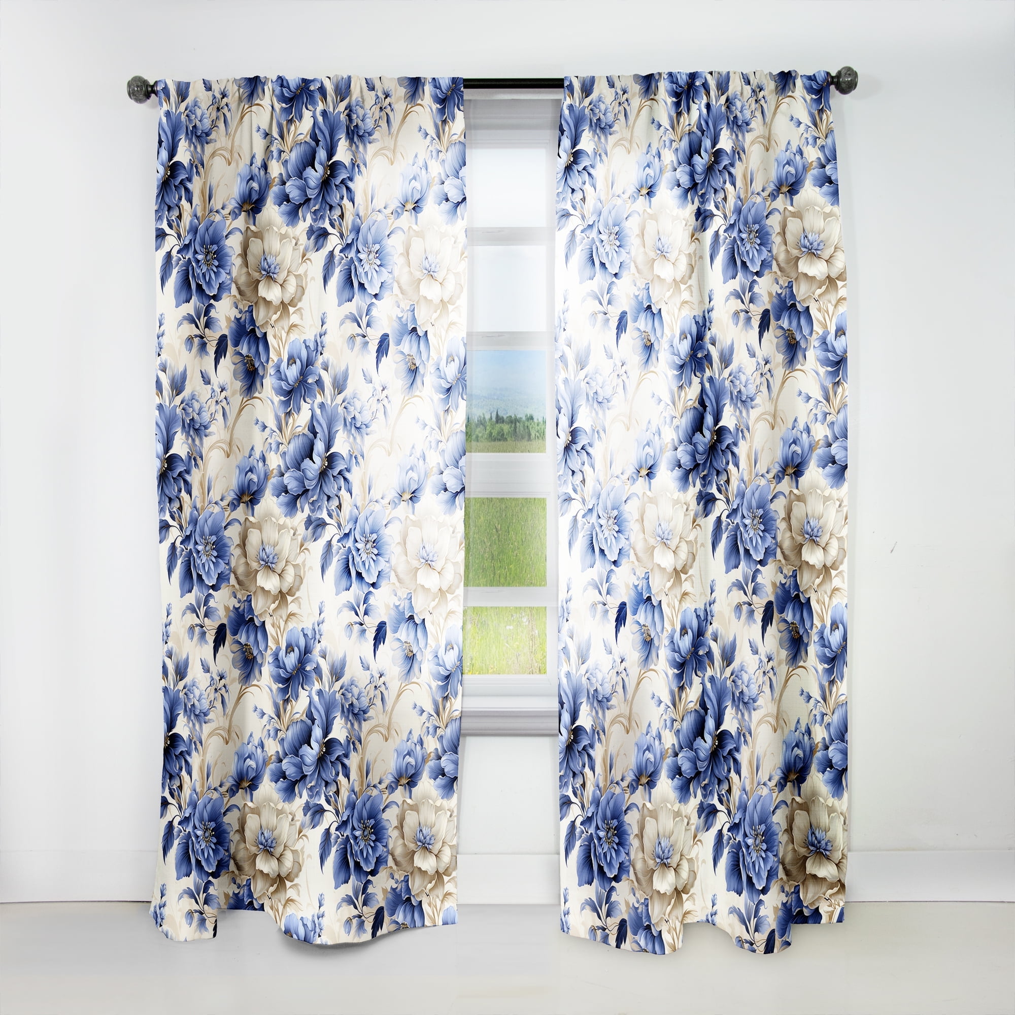 Designart "Elegant Victorian Frames: Blue Ornamental Design VI" Floral ...