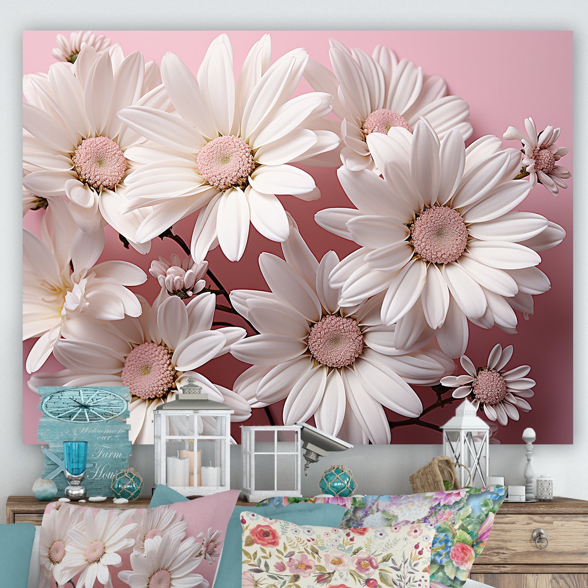 Designart "Elegant White Daisy Bloom" Daisies Canvas Wall Art - Walmart.com
