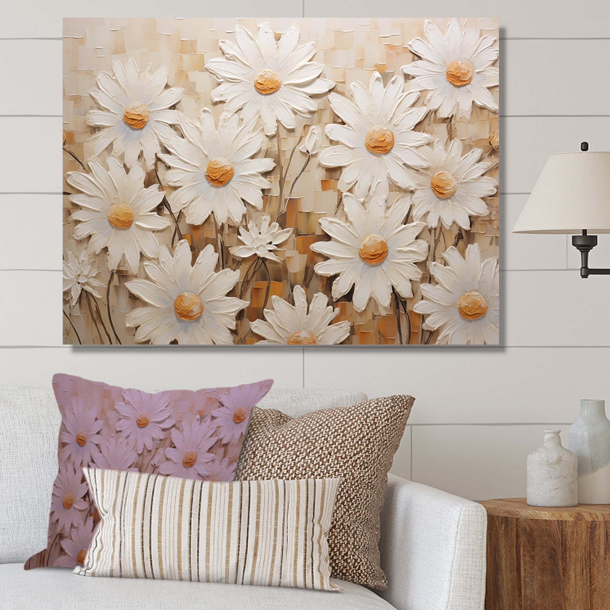 Designart "Elegant White Daisy Fields V" Daisies Wall Decor - Walmart.com