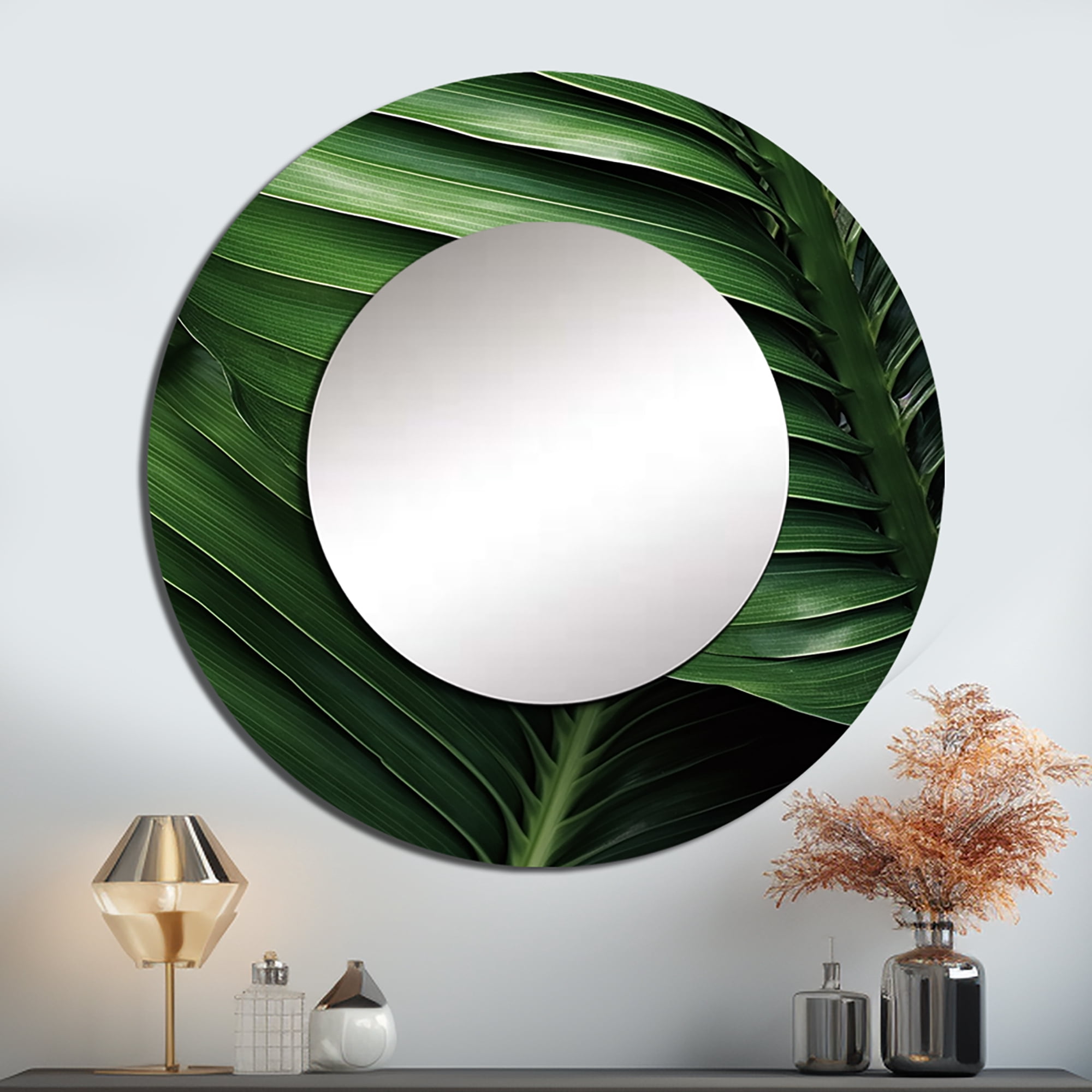 Designart "Embracing Exotic Palmscape In Emerald Hues" Palms & Palm ...