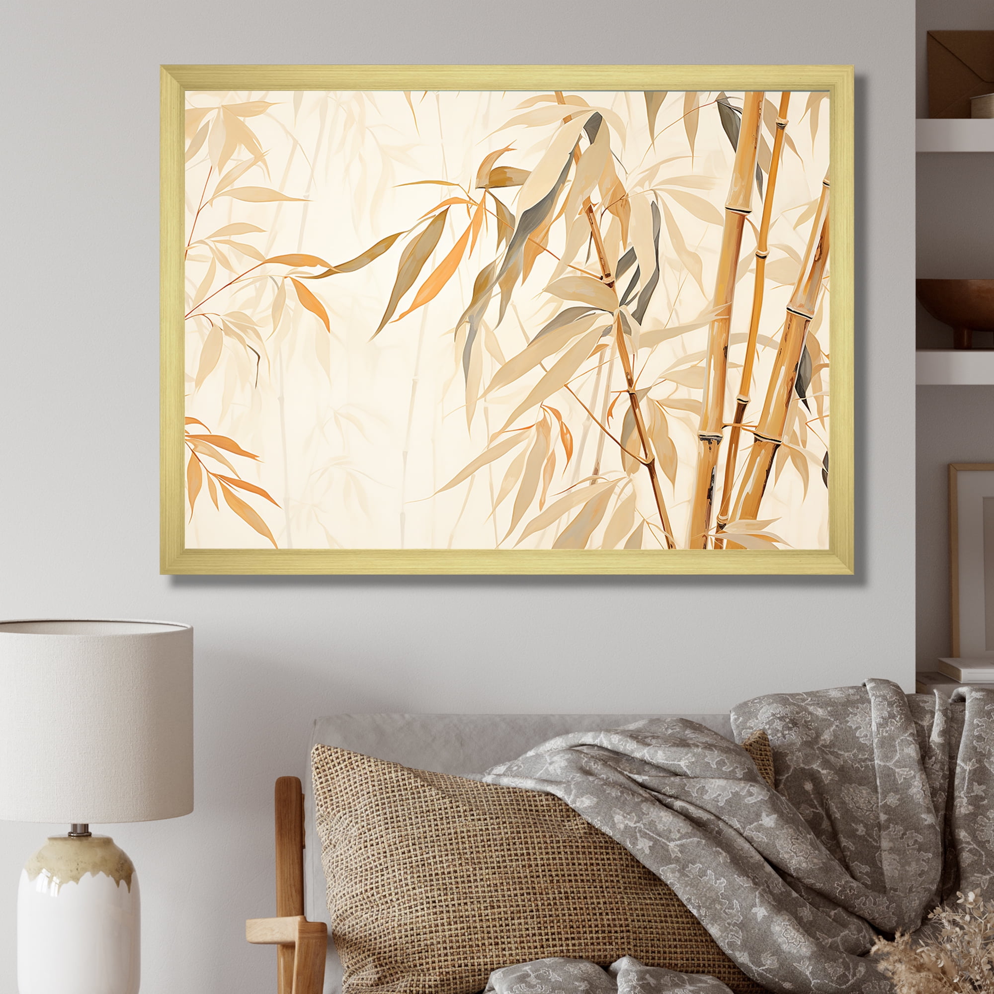 Designart "Embracing Muted Bamboo II" Bamboo Picture Framed Canvas ...