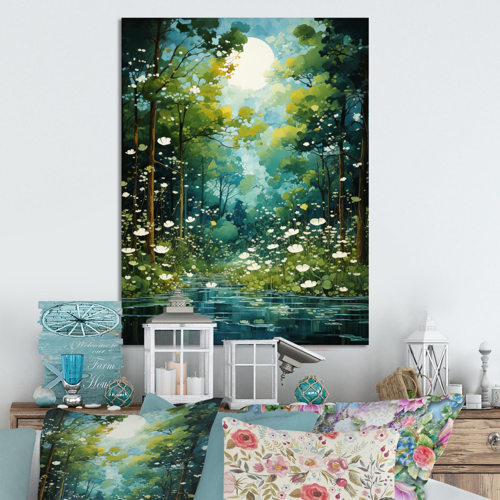 Designart "Emerald Canopy Bold Forest art painting IV" Landscape ...