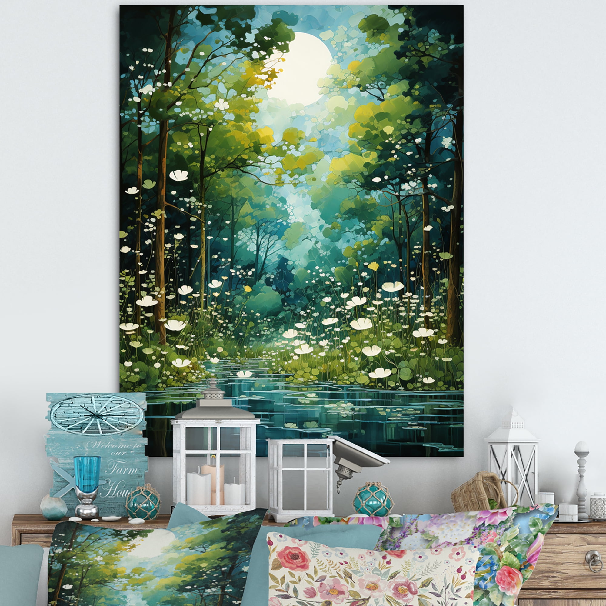Designart "Emerald Canopy Bold Forest art painting IV" Landscape ...