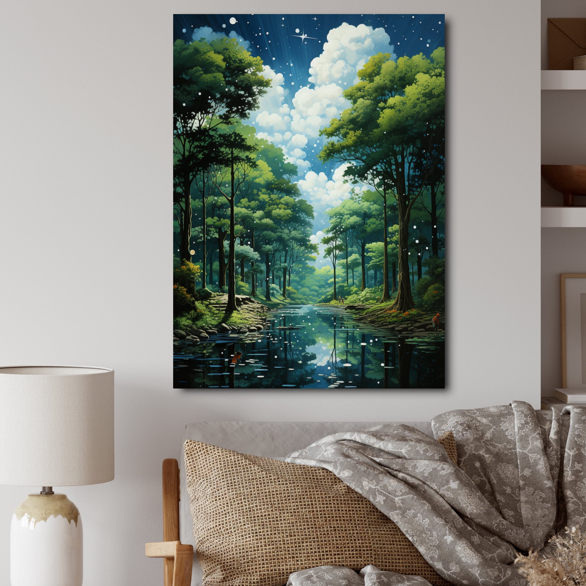 Designart "Emerald Canopy Bold Forest art painting VI" Landscape ...