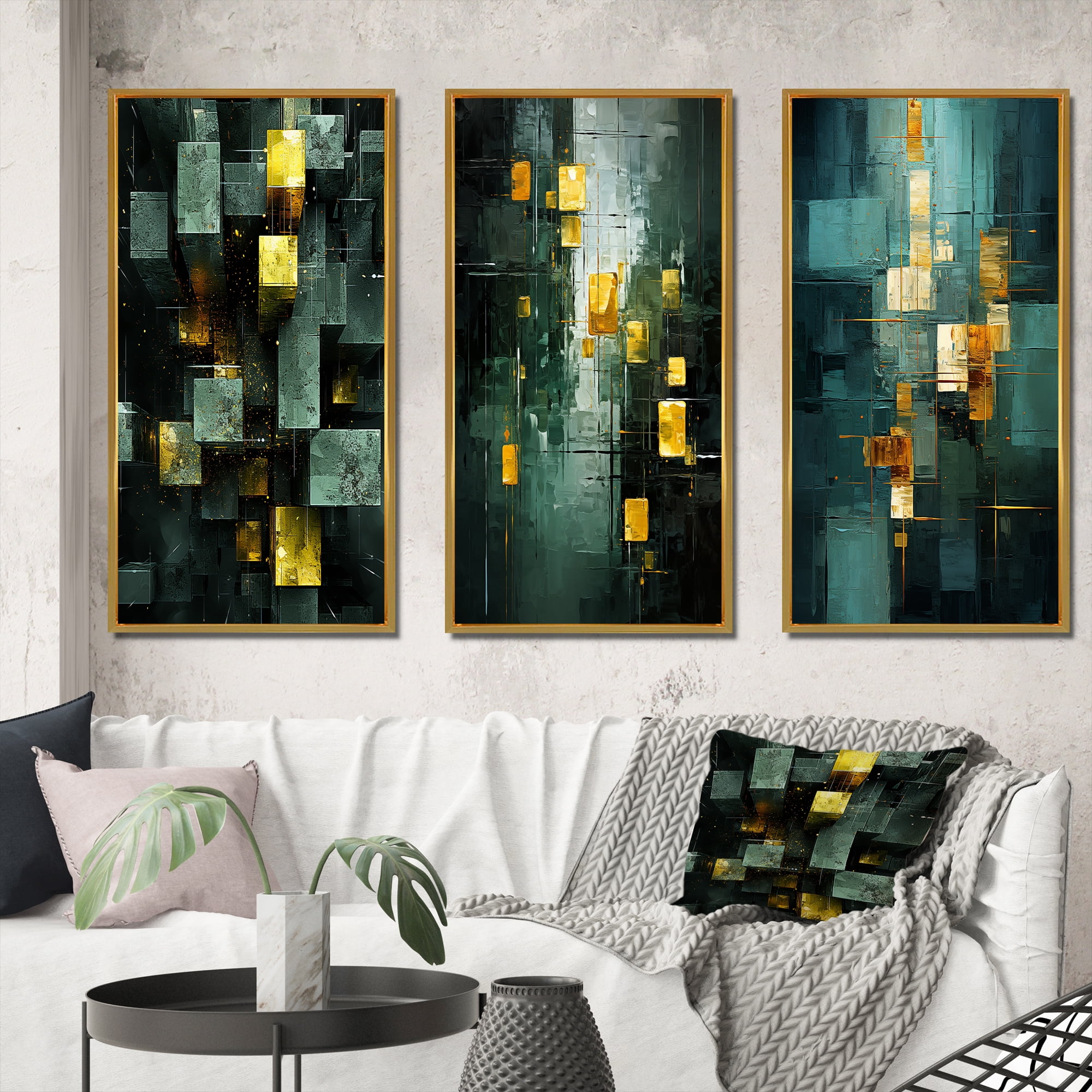 Designart "Emerald Reflections Abstract in Cubist Style II" Abstract ...
