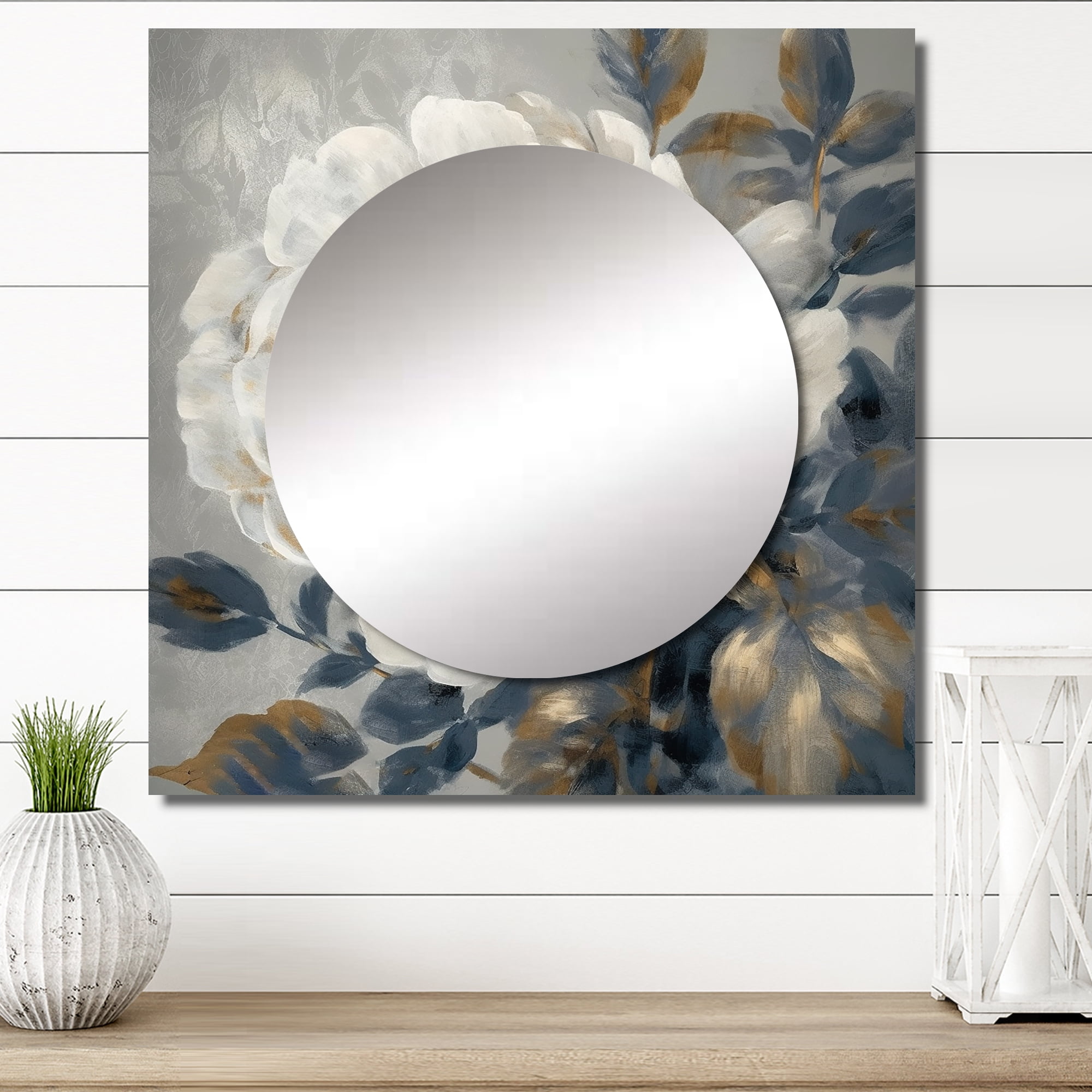 Designart "Emotions Of Peony Flower White & Blue II" Floral Peony ...