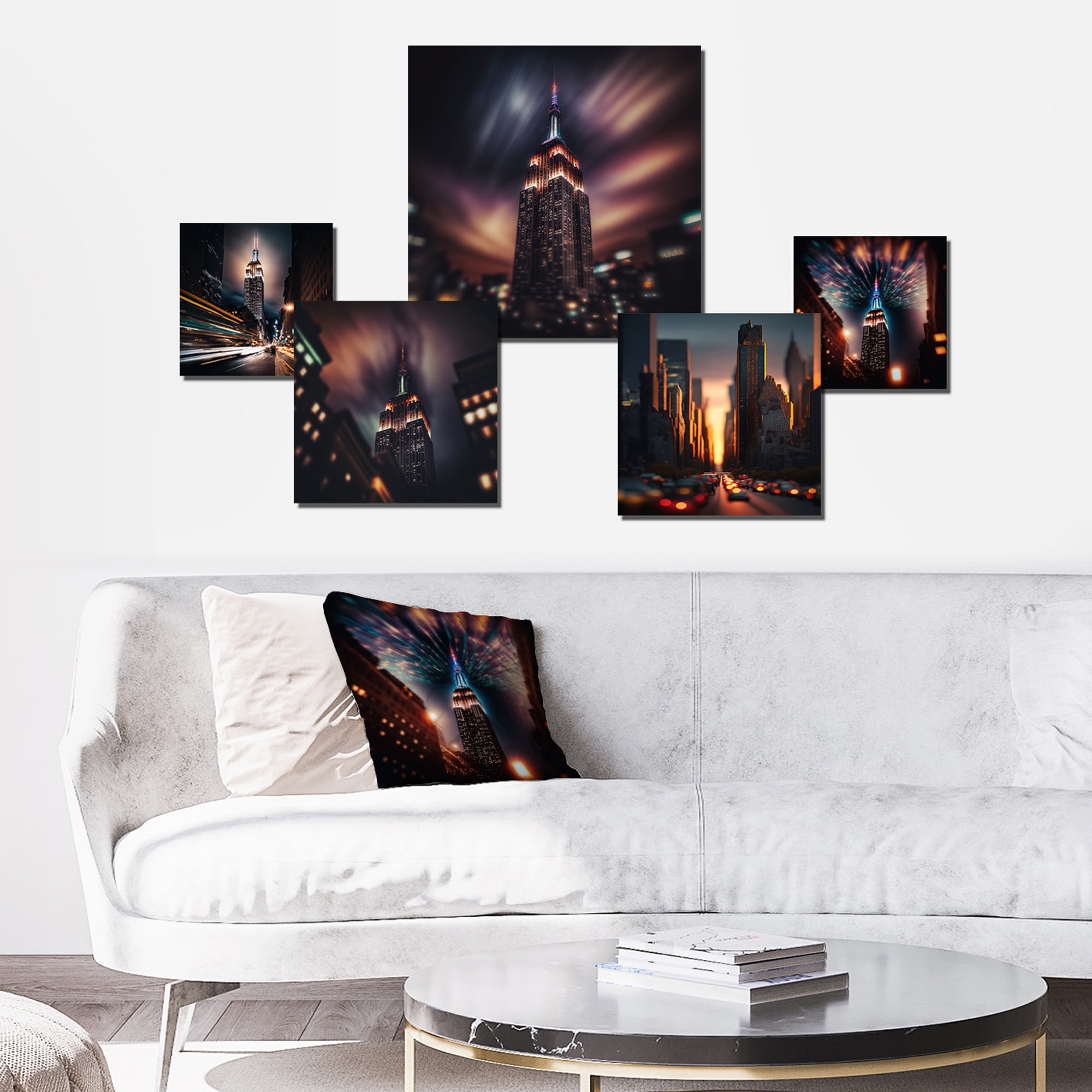 Designart "Empire State Building Tilt Shift In The Night Lights I" City ...