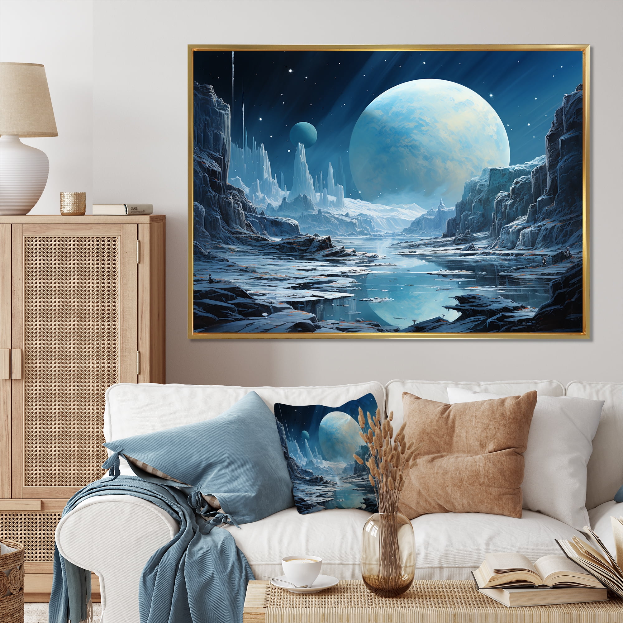 Designart "Enceladus Over an Enigmatic Land" Space Planet Floater ...