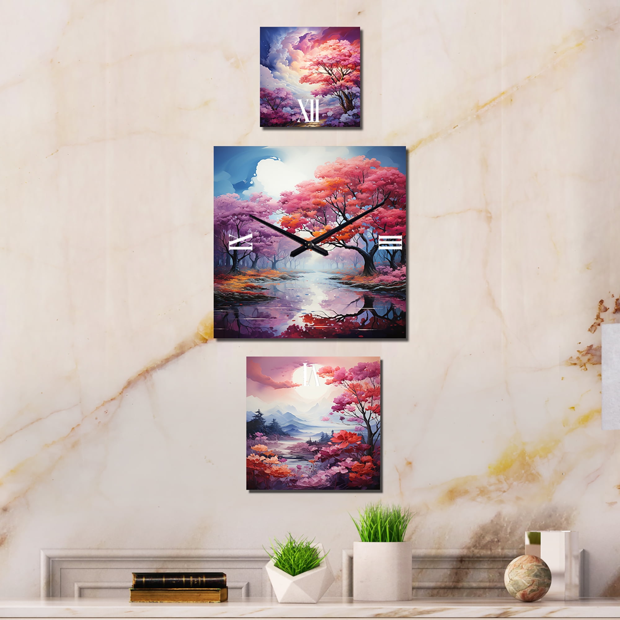 Designart "Enchanted Grove Illumination" Rainbow Extra large Clock For ...