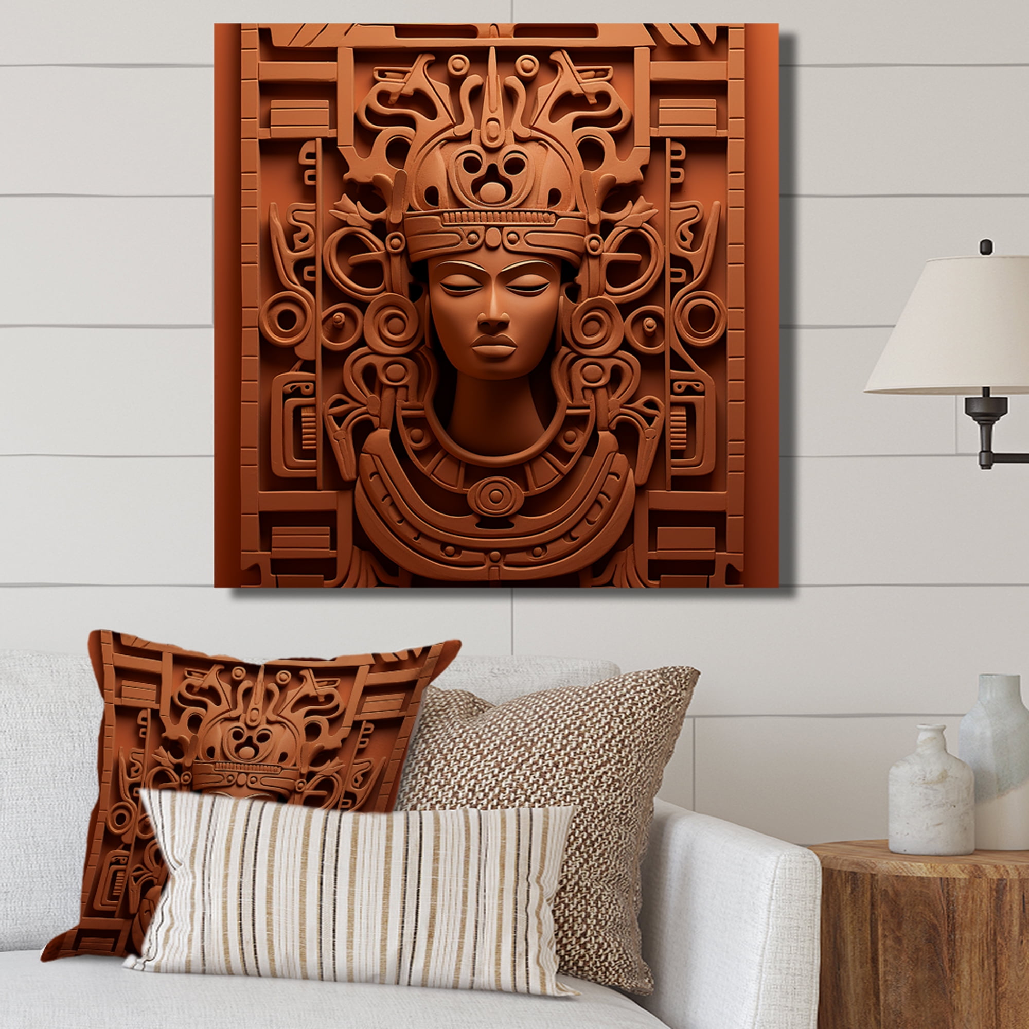 Designart "Enchanted Mayan Mask II" Mexican Art Wall Art Living Room ...