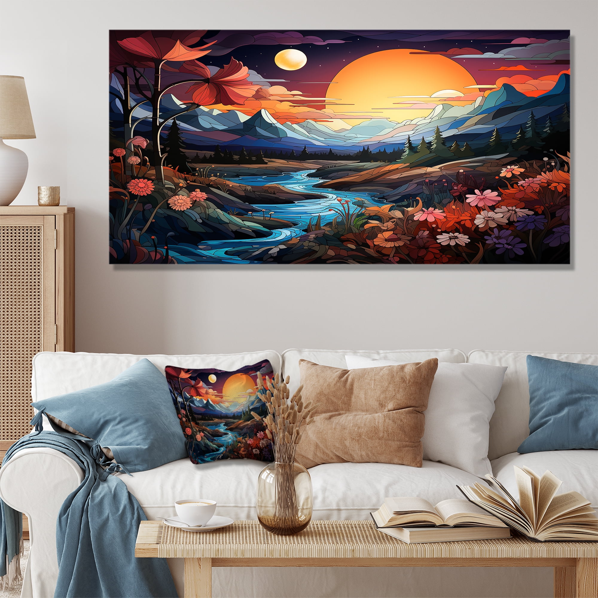 Designart "Enchanted Meadows in Yellow Fantasy II" Extra Large ...