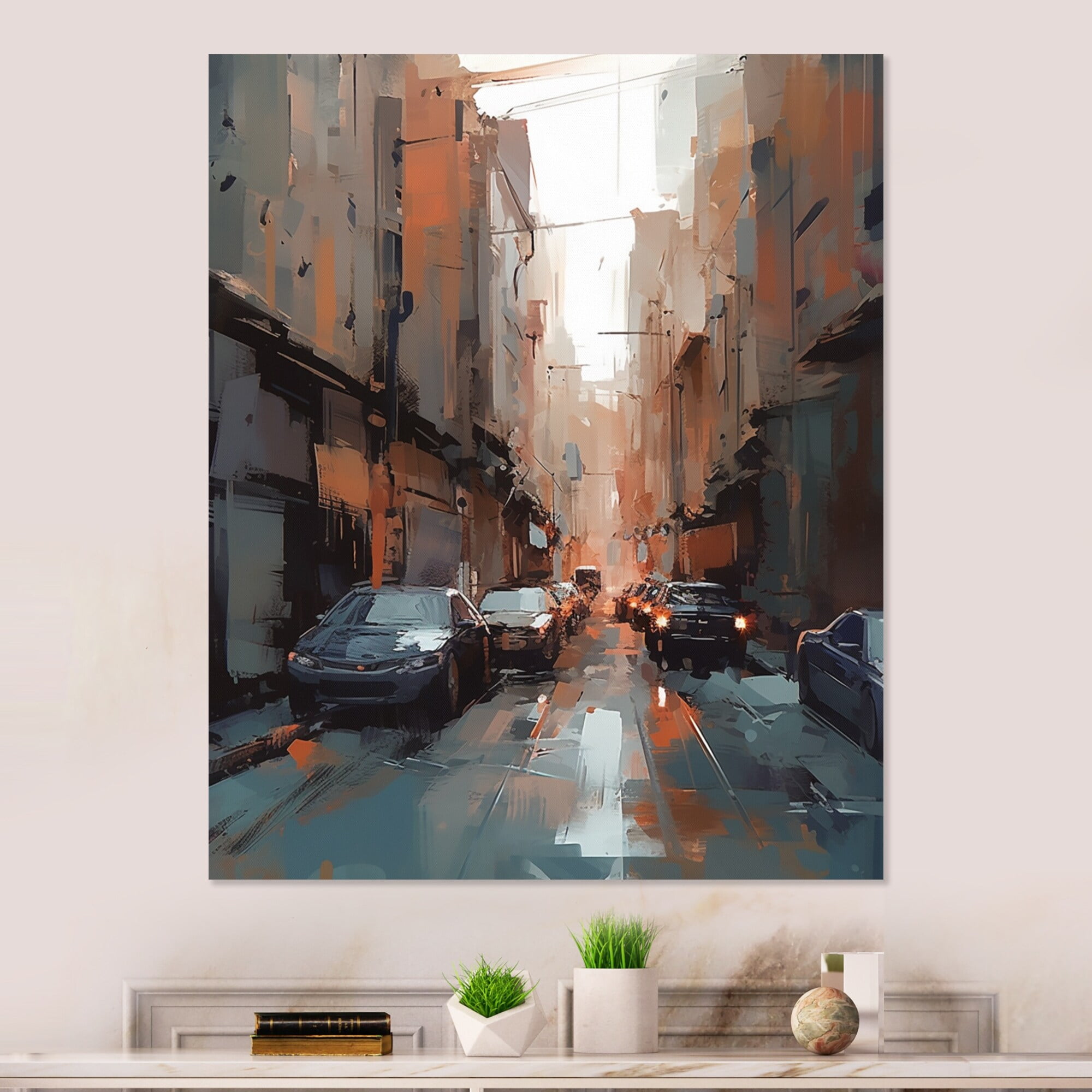 Designart "Enchanted Skylines in Orange and Grey" City Art Deco Metal Art Living Room - Walmart.com