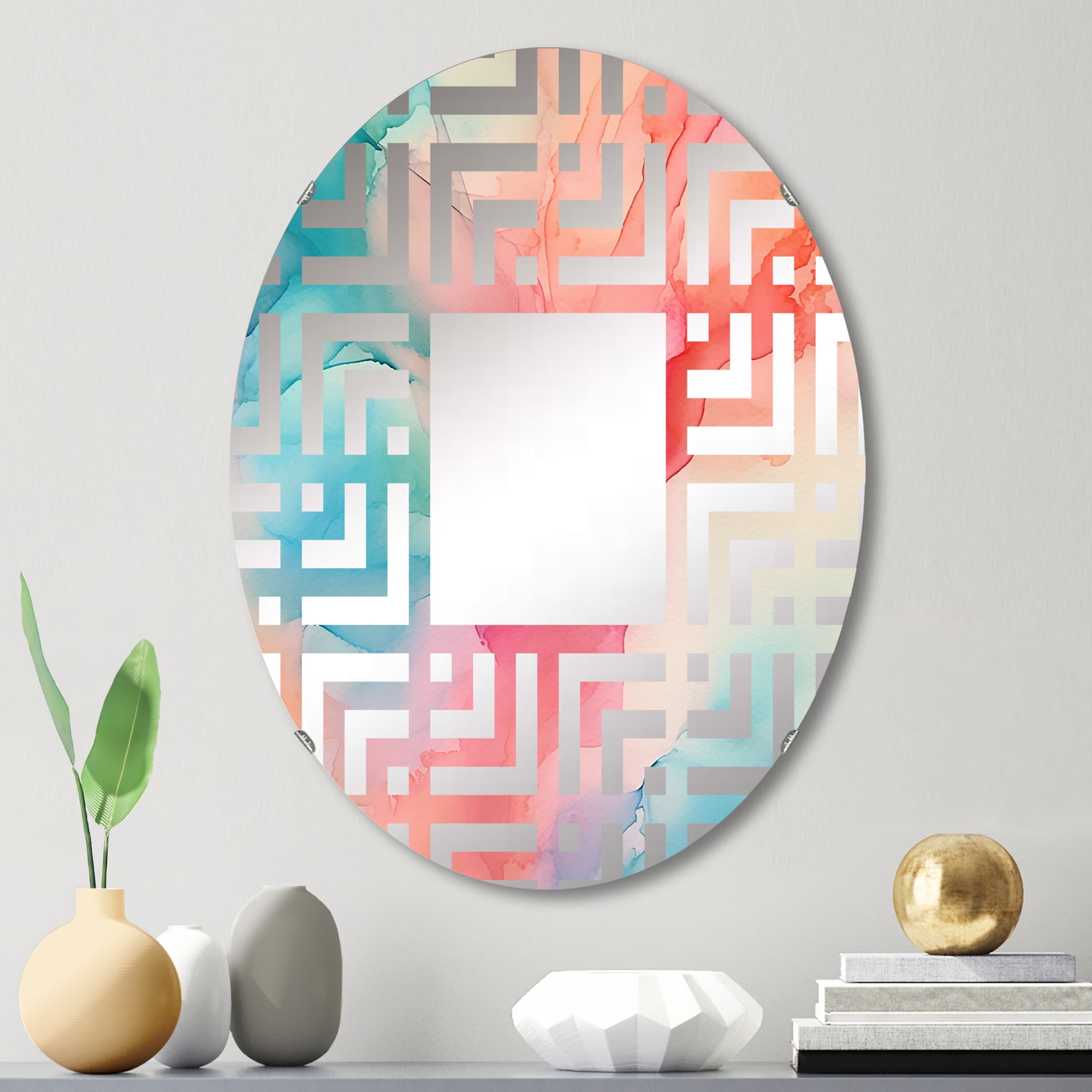 Designart "Enchanted Spills Abstract Deluge" Abstract Maze Round Wall ...