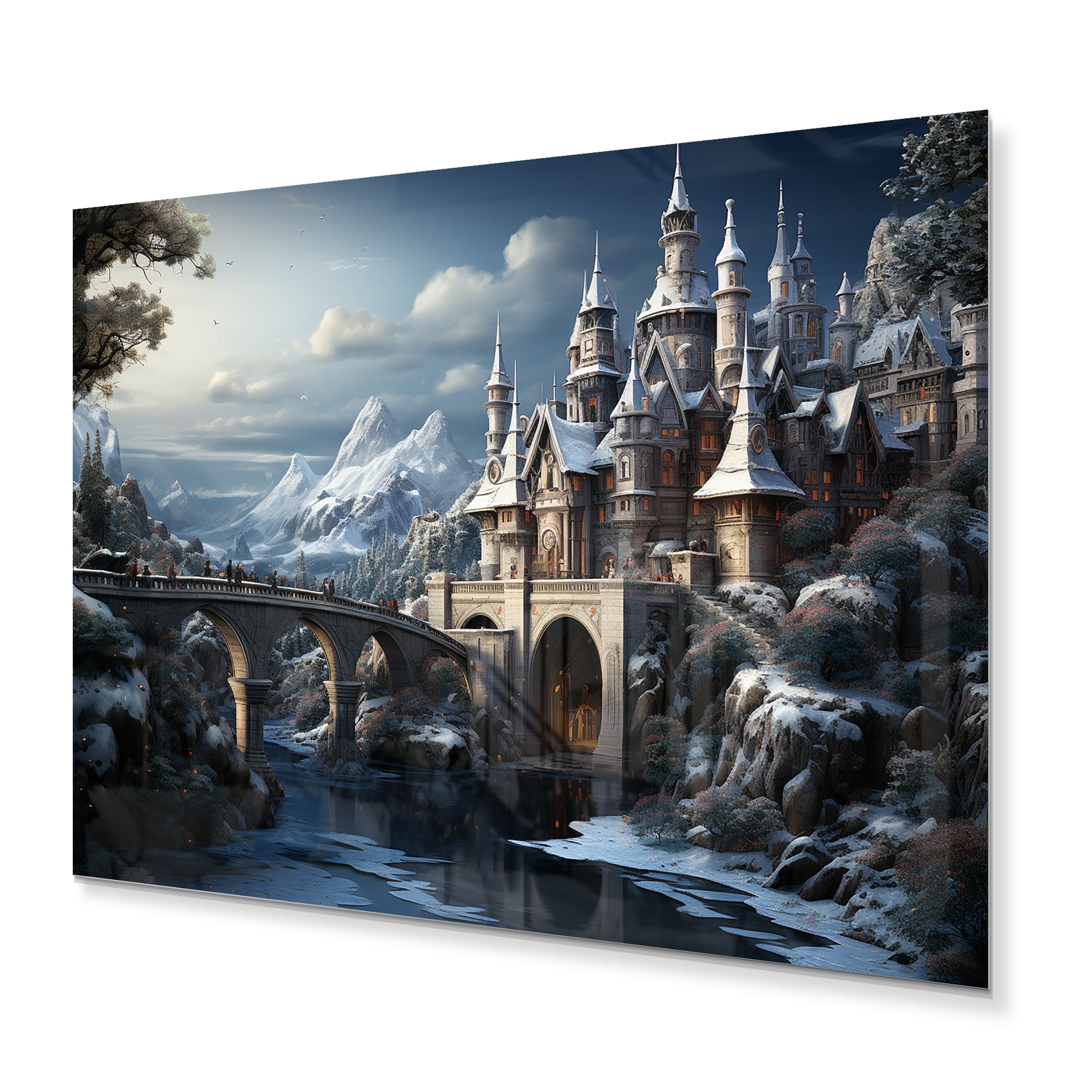Designart "Enchanted Winter Castle" Architecture Metal Wall Decor ...