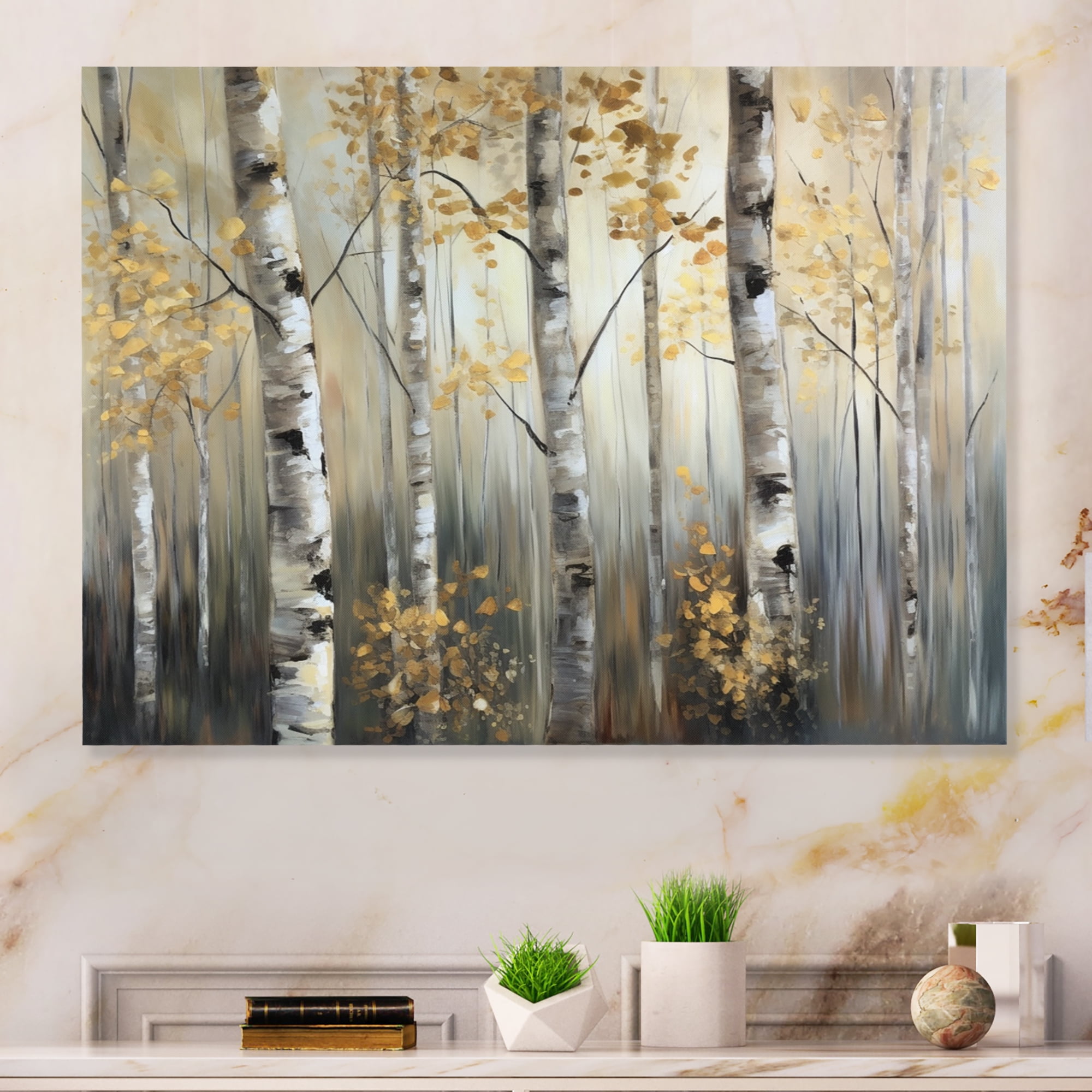 Designart "Enchanted Wonderland of Birch Trees II" Tree Metal Wall Art ...