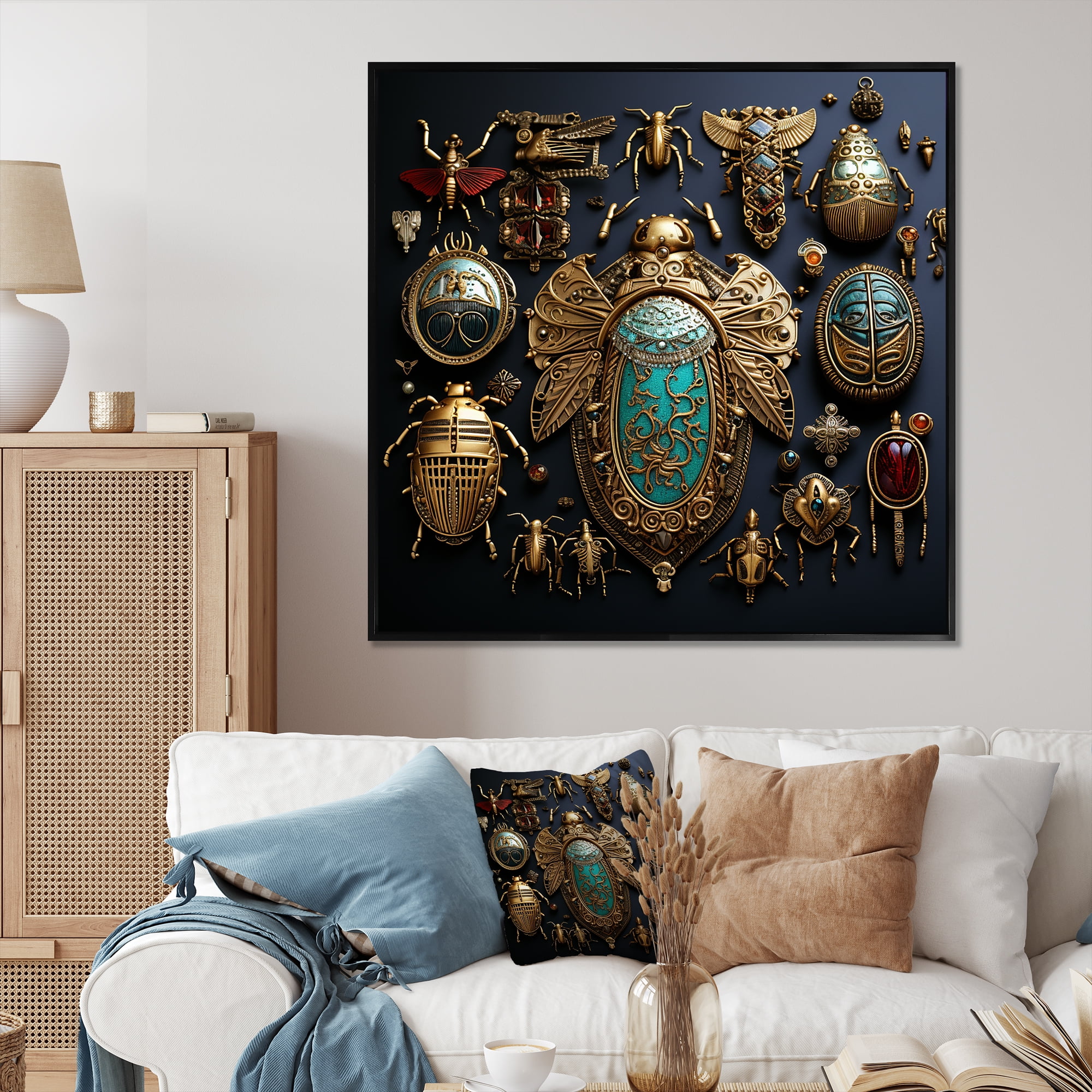 Designart "Enchanting Beetle II" Animals Framed Wall Art - Green ...