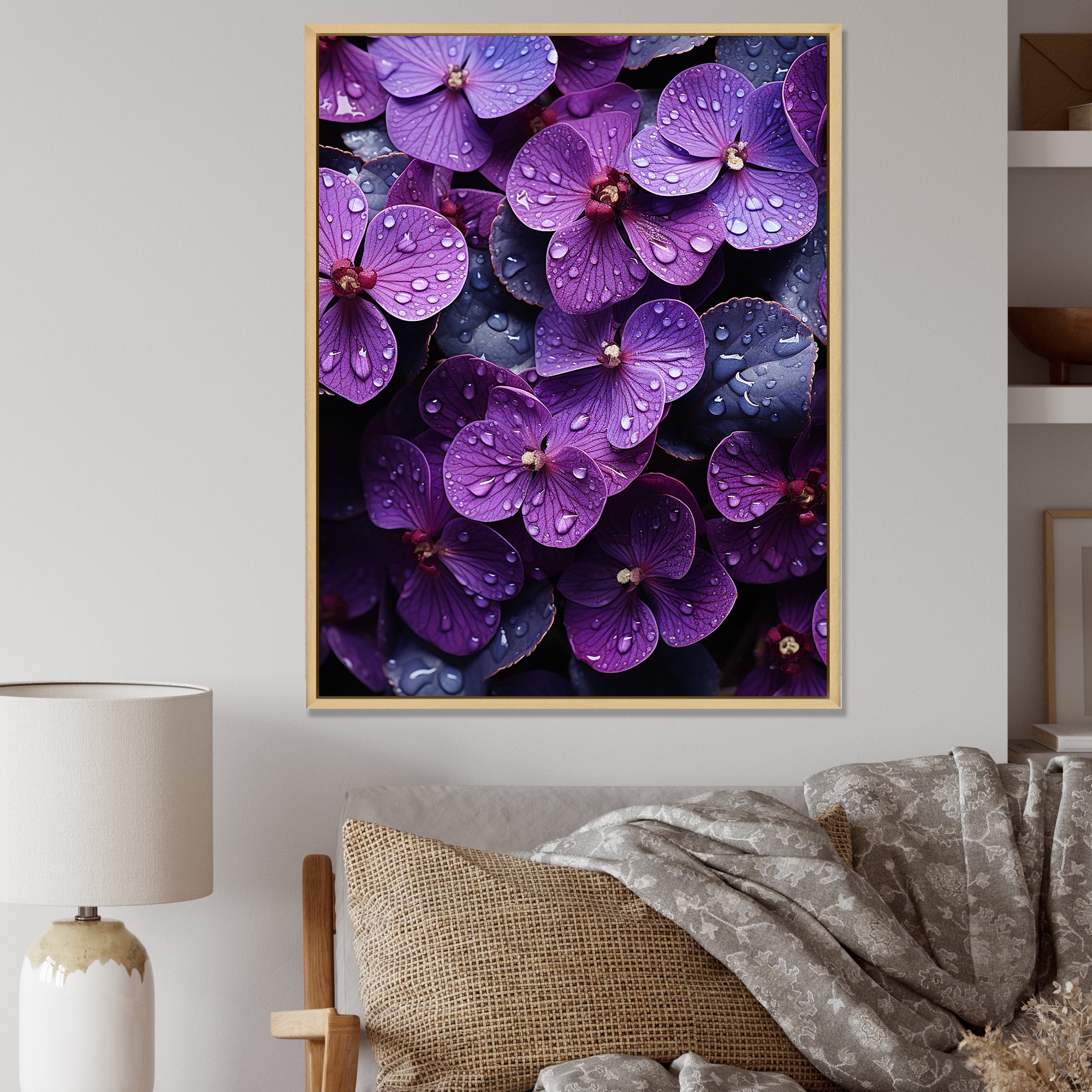 Designart "Enchanting Purple Surrealism" Violets Floater Framed Canvas Wall Art - Walmart.com