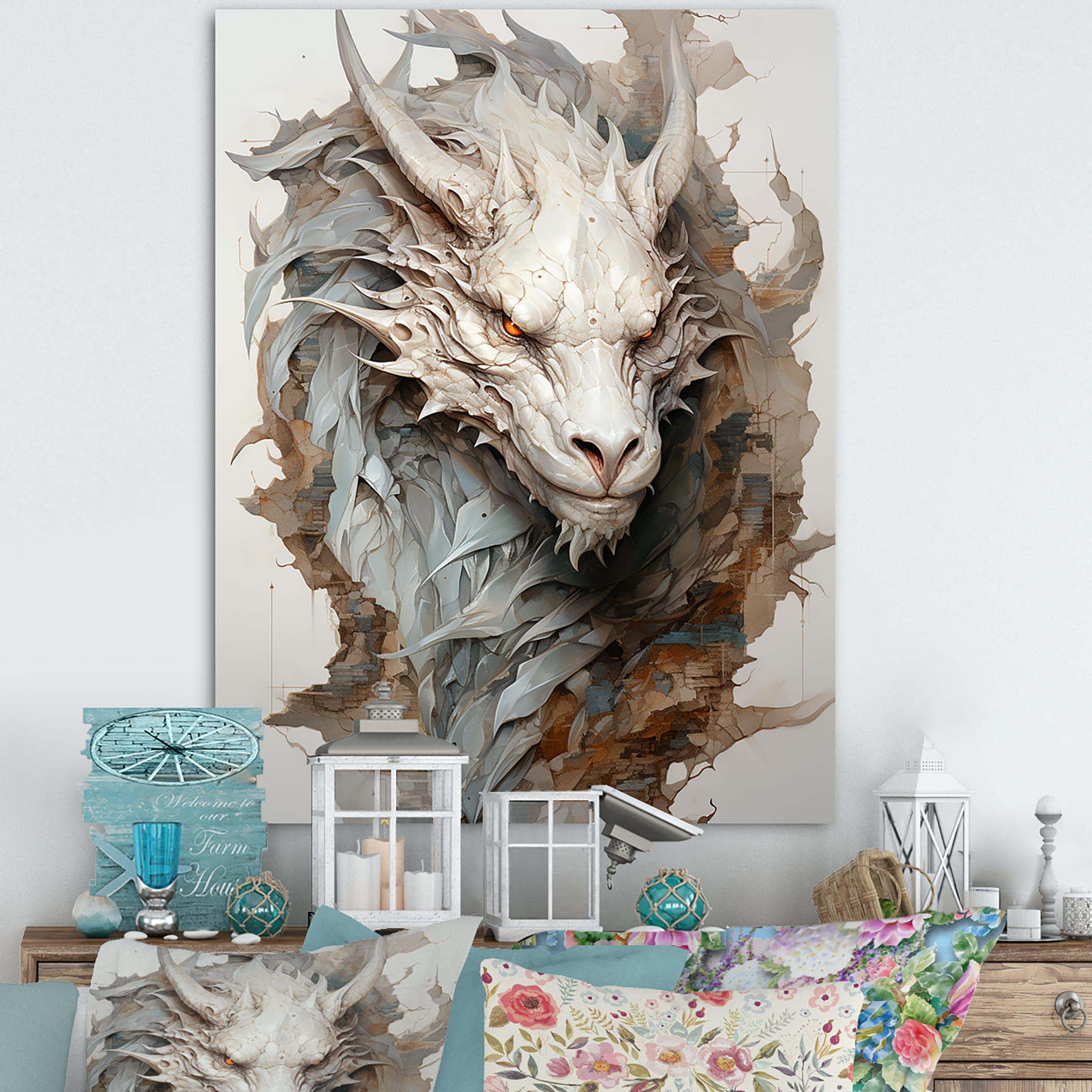 Designart "Enchanting Realm Of The Dragon" Dragons Wall Art Living Room - Walmart.com