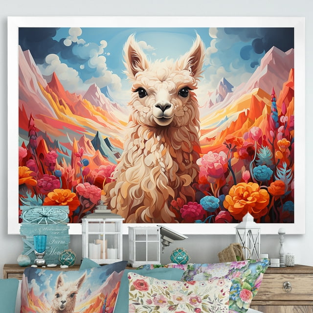 Designart "Enchanting Valley of Alpacas" Animals Framed Wall Art Decor ...