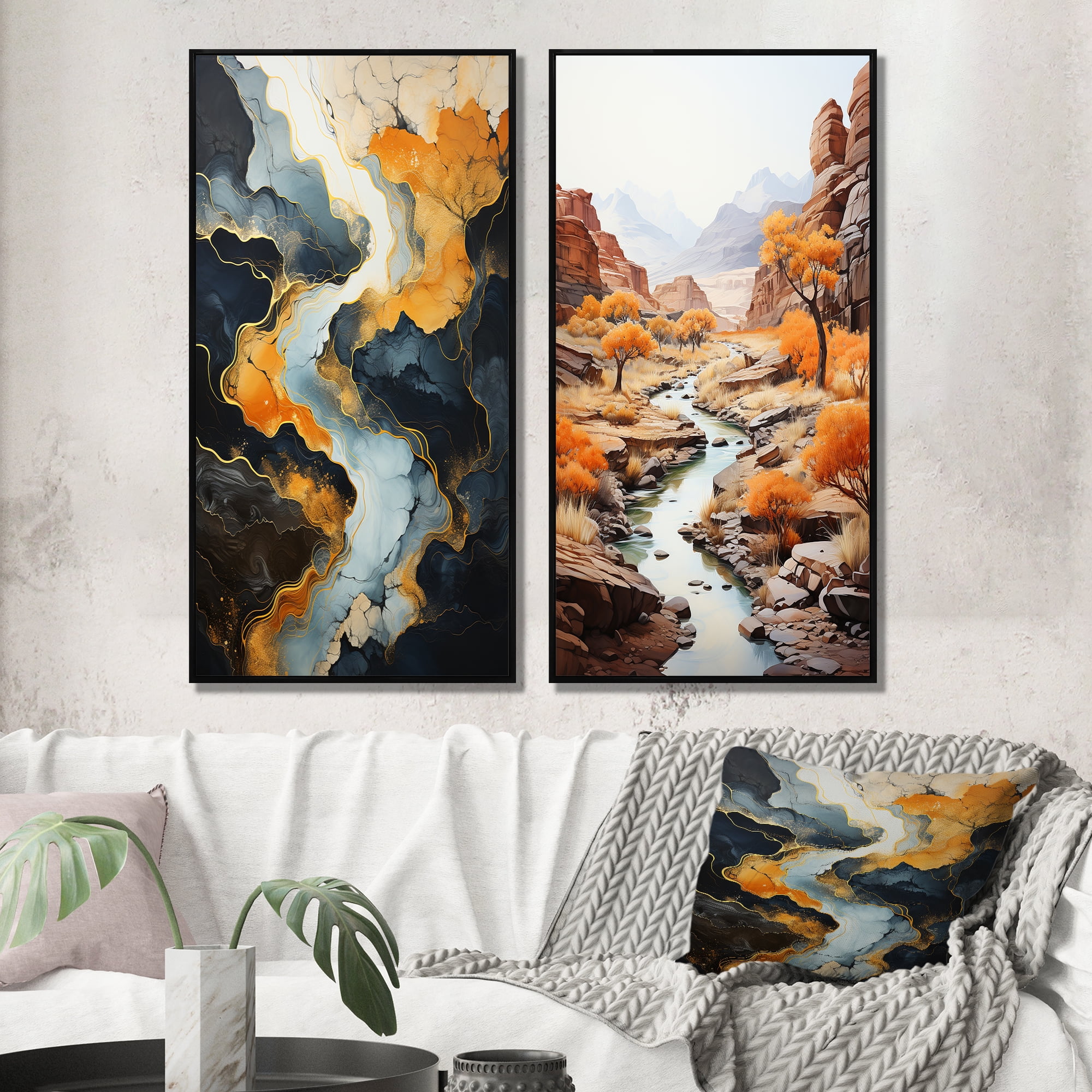 Designart "Endless Journey Along the Meandering River V" River Mountain ...