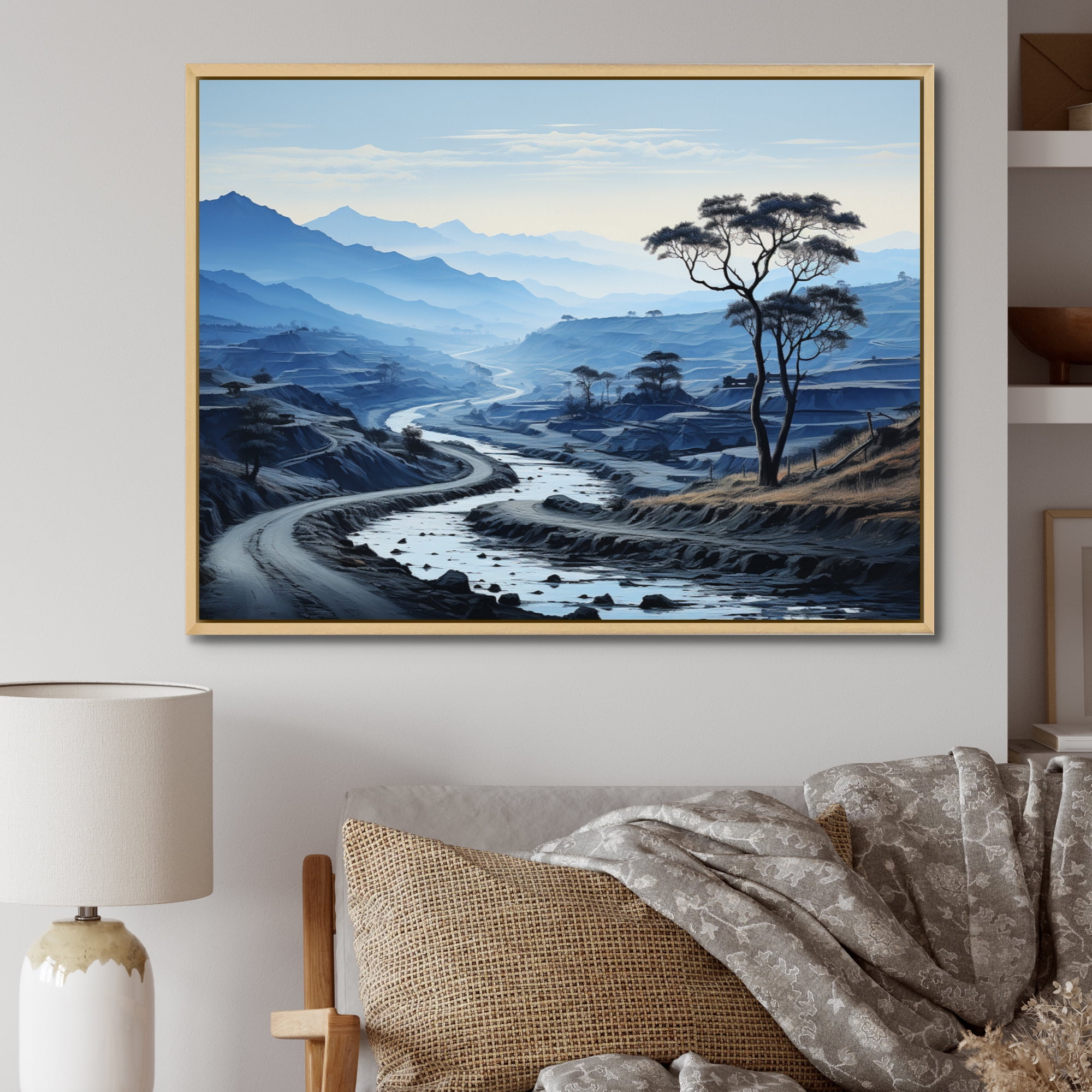 Designart "Endless Journey Meandering Blue Road III" Landscapes Floater ...