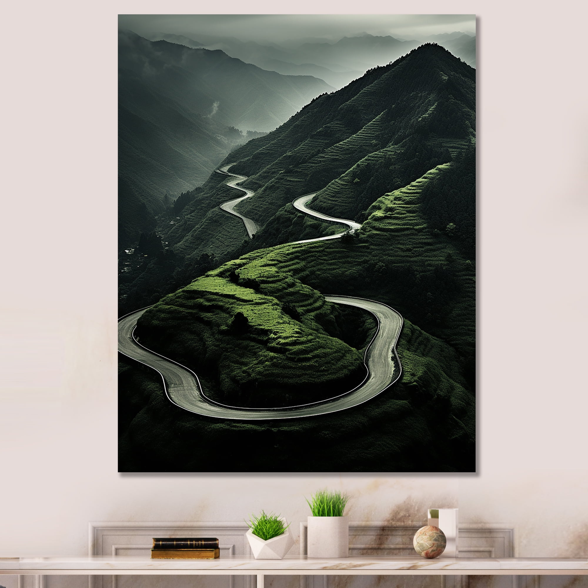 Designart "Endless Journey on the Meandering Road I" Landscape & Nature ...