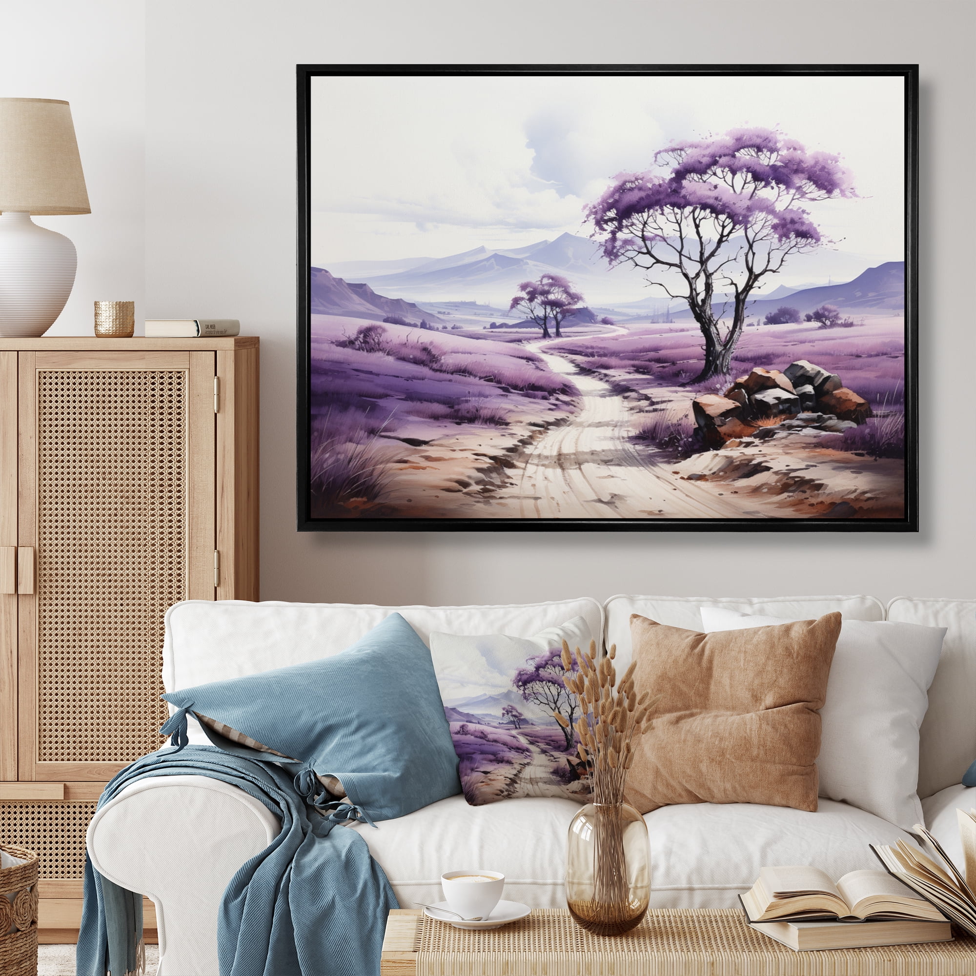 Designart "Endless Journey on the Purple Road I" Landscapes Floater ...