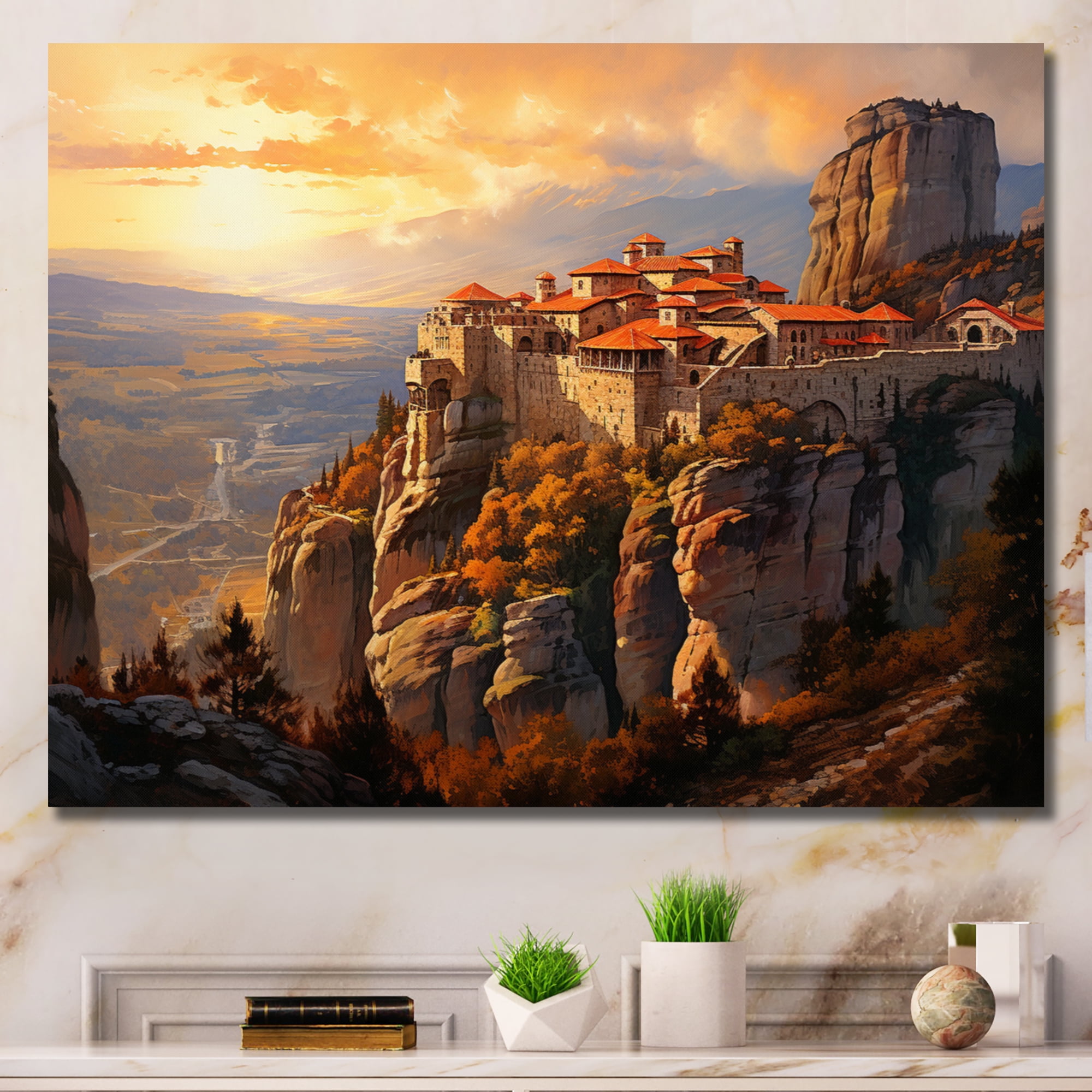 Designart "Enigma of Meteora, Greece II" Landscapes Wall Art Print ...