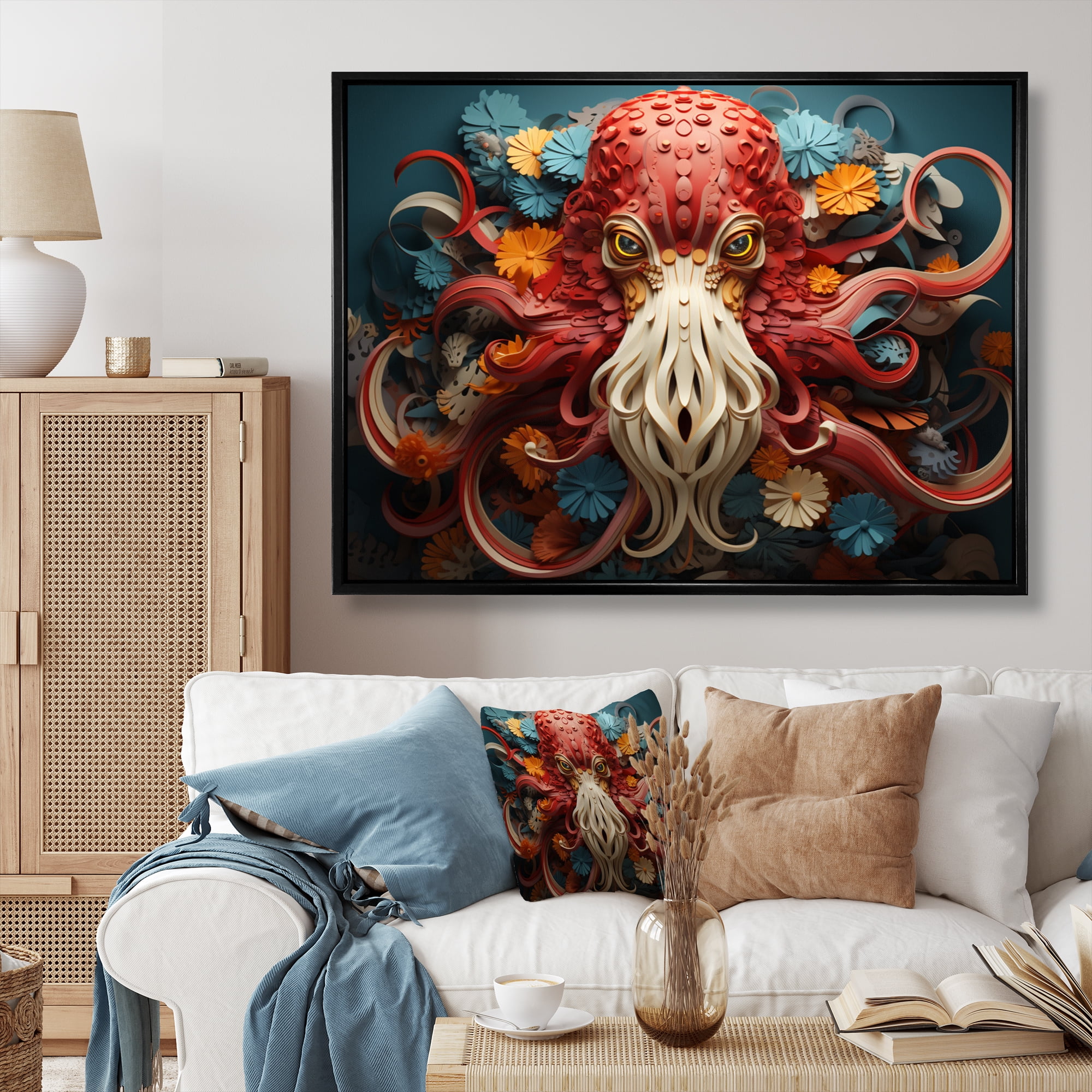 Designart "Enigmatic Cephalopod Geometric Squid I" Animals Floater ...