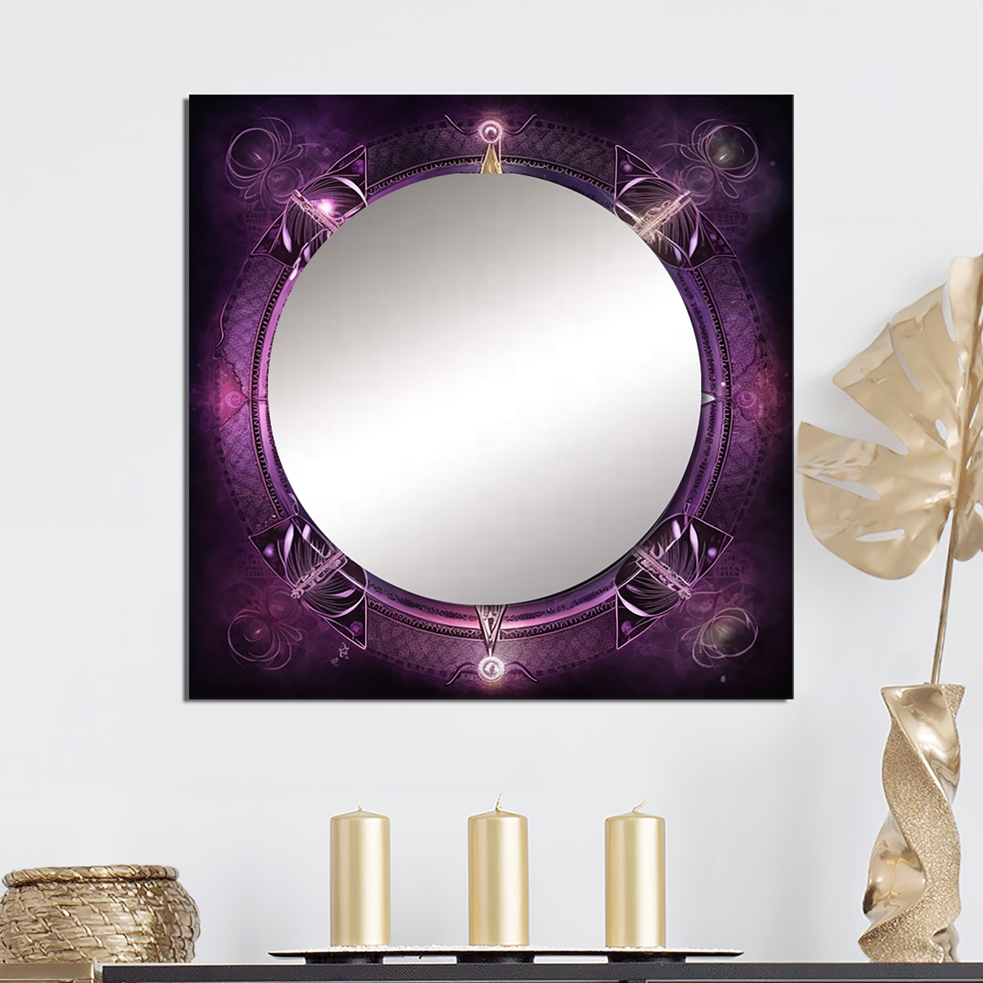 Designart "Enigmatic Magenta Divine Chakra Gateway II" Modern Geometric ...