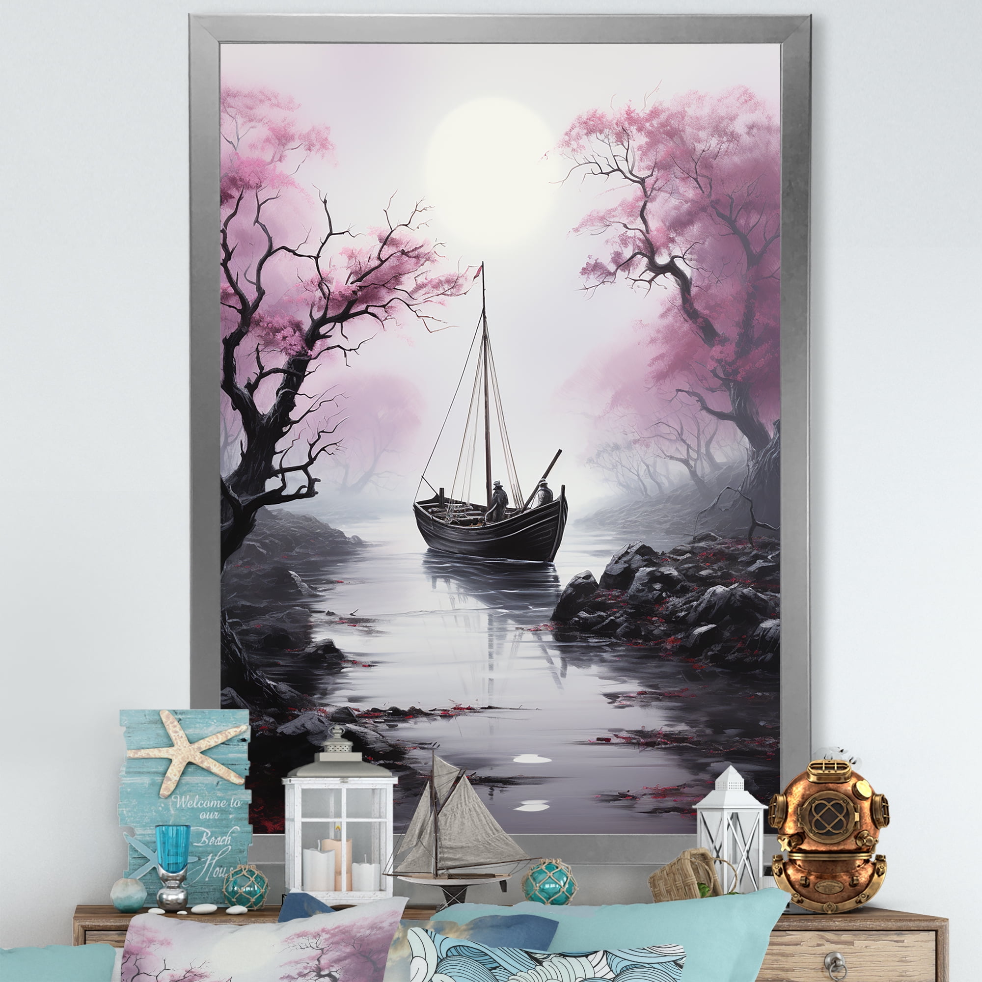 Designart "Enigmatic Voyage of the Pirate Ship II" Coastal Framed Wall ...