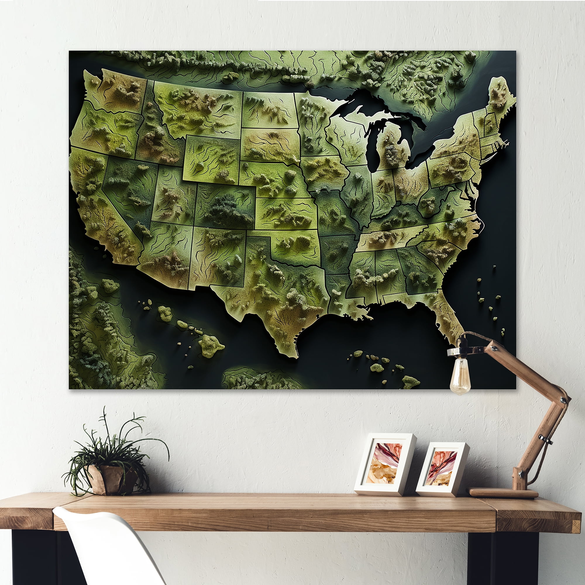 Designart "Environmental Usa Map" Usa Map Wall Decor - Walmart.com