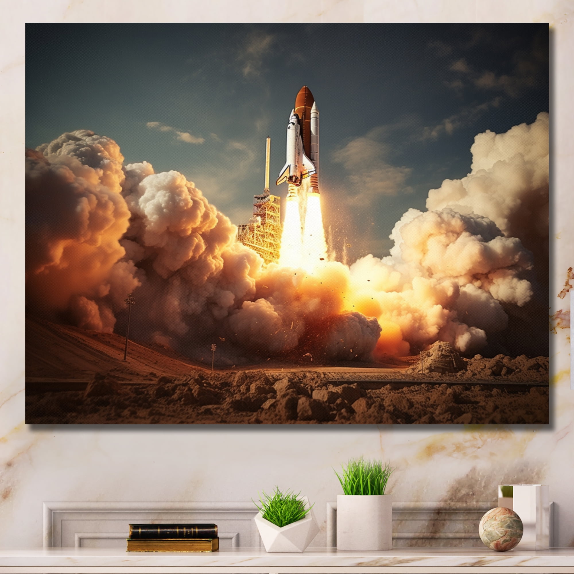 Designart "Epic Launch Space Shuttle wall art II" Space Shuttle Canvas ...