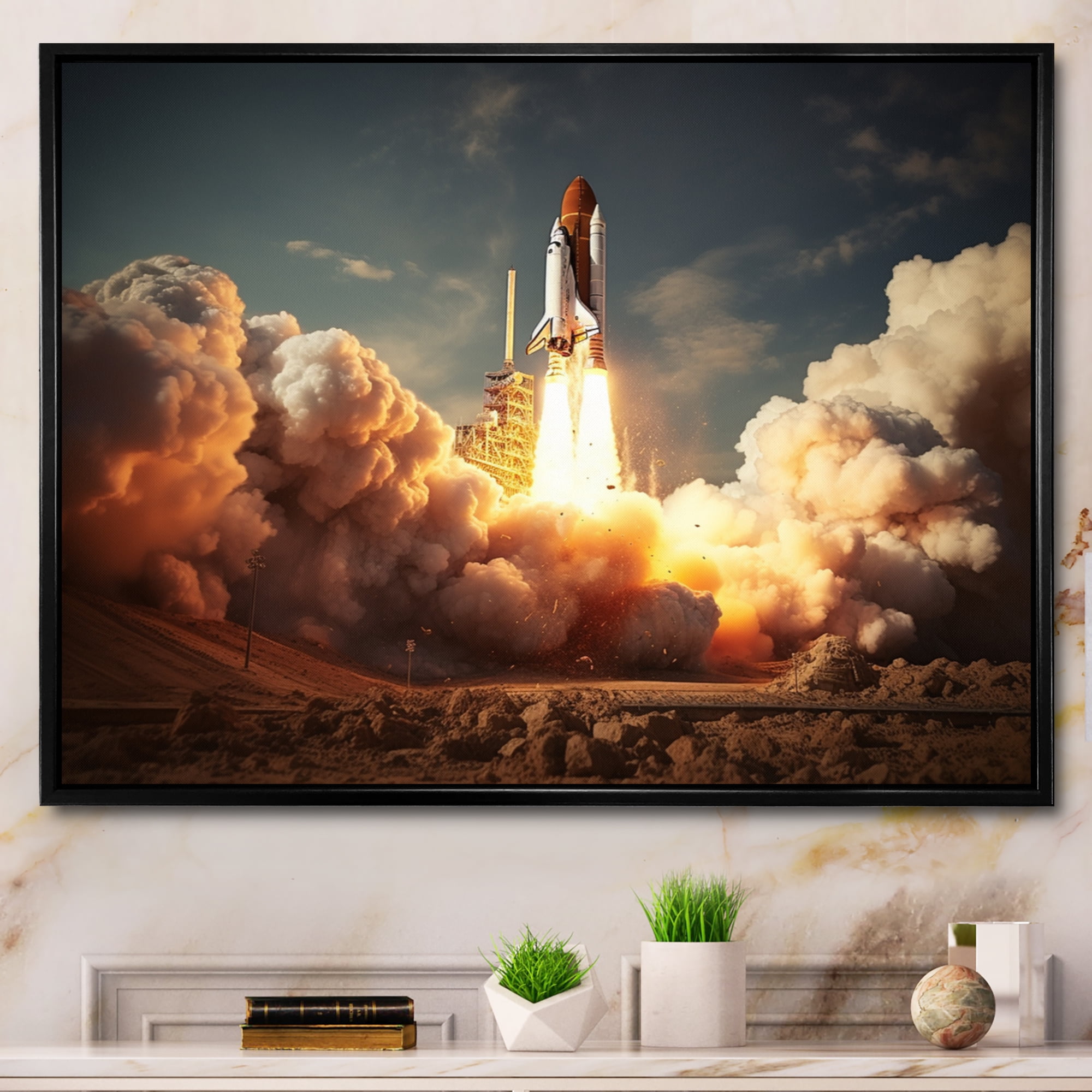 Designart "Epic Launch Space Shuttle wall art II" Space Shuttle Floater ...