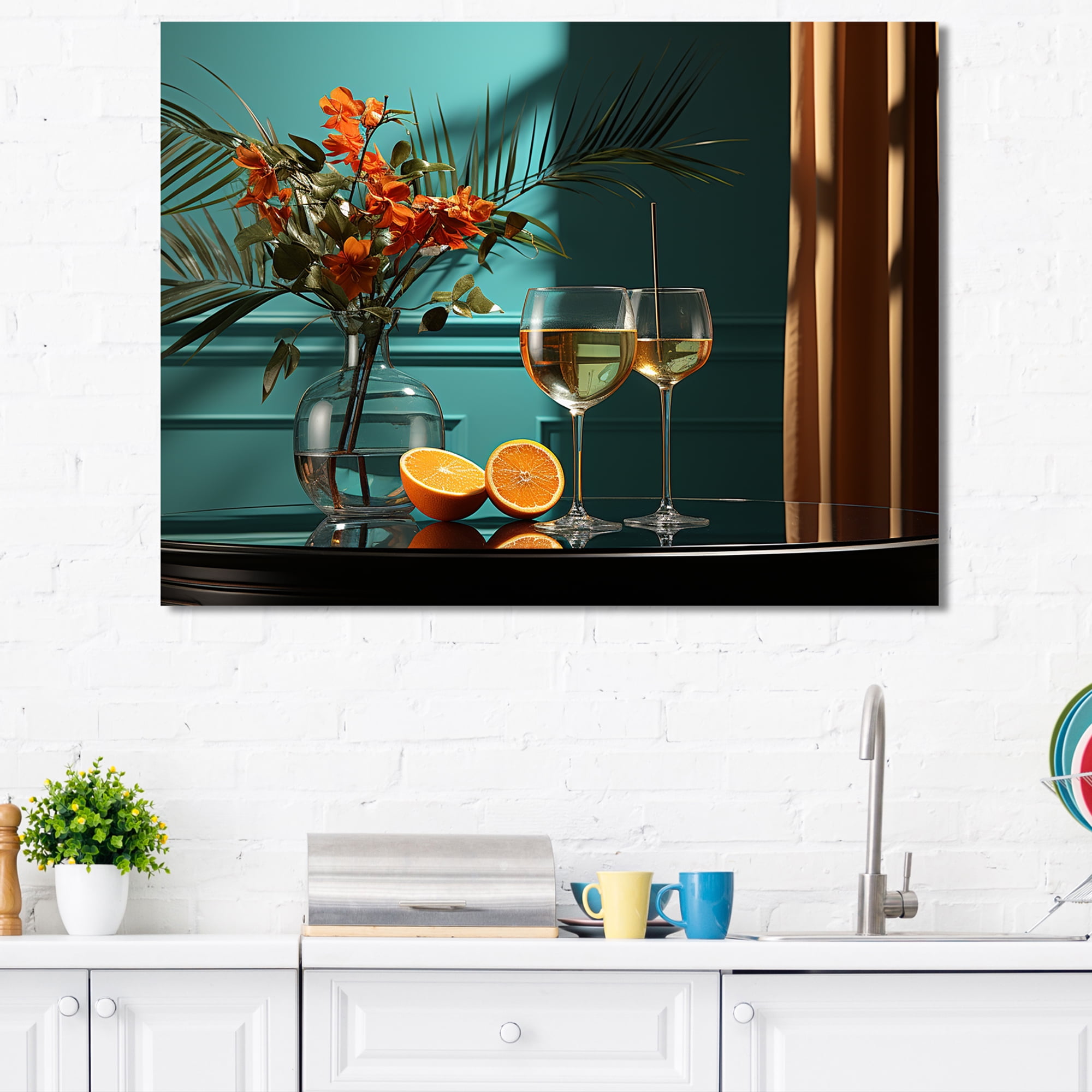 Designart "Escaping To An Orange Tropical Cocktail II" Cocktails Canvas ...