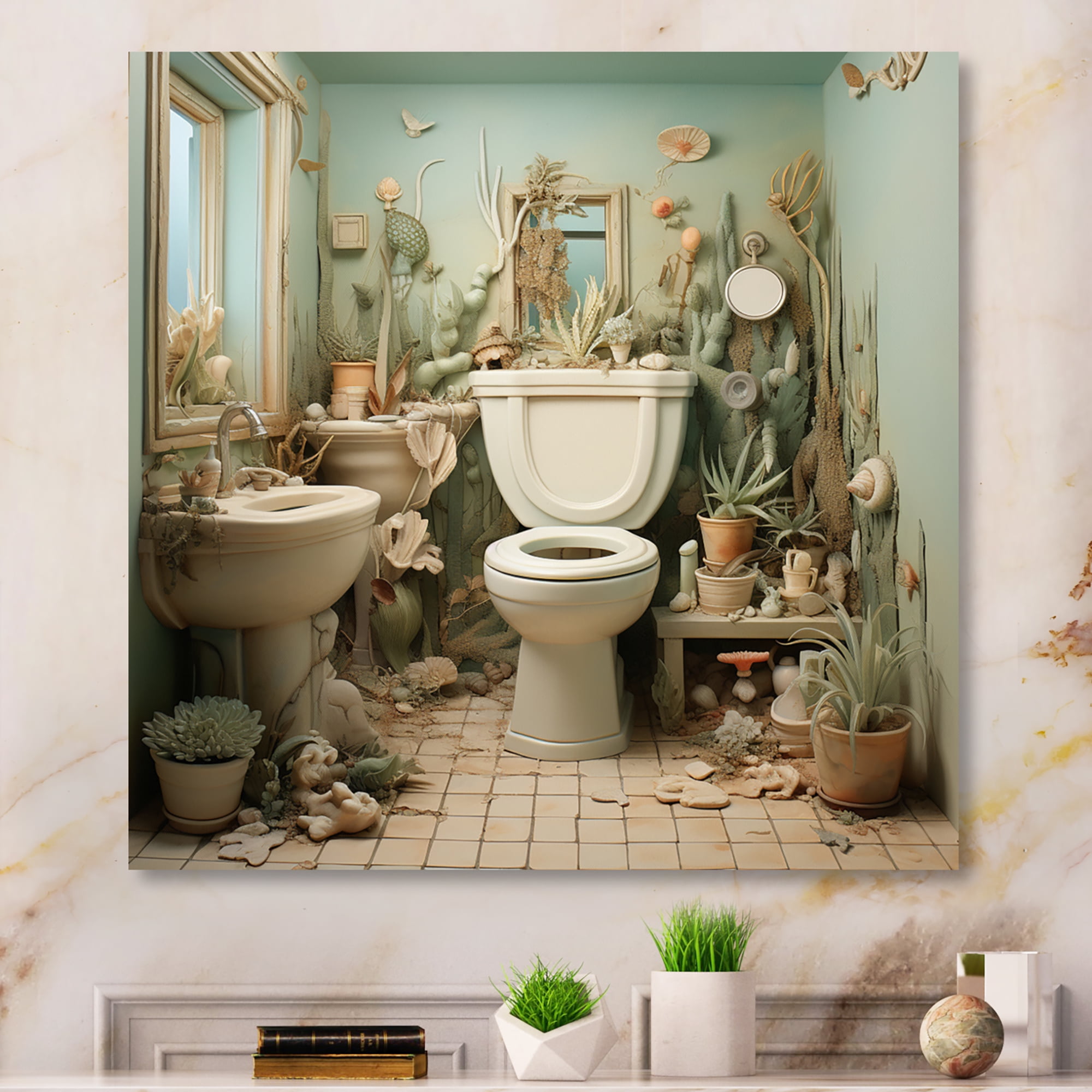 Designart "Escaping to the Coastal Toilet II" Bath & Laundry Metal Wall ...