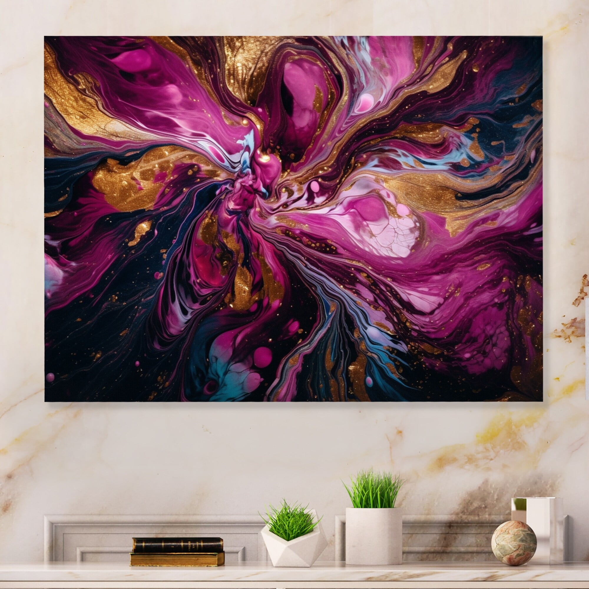Designart "Essence in Motion Fluid Abstraction II" Abstract Liquid Ink ...