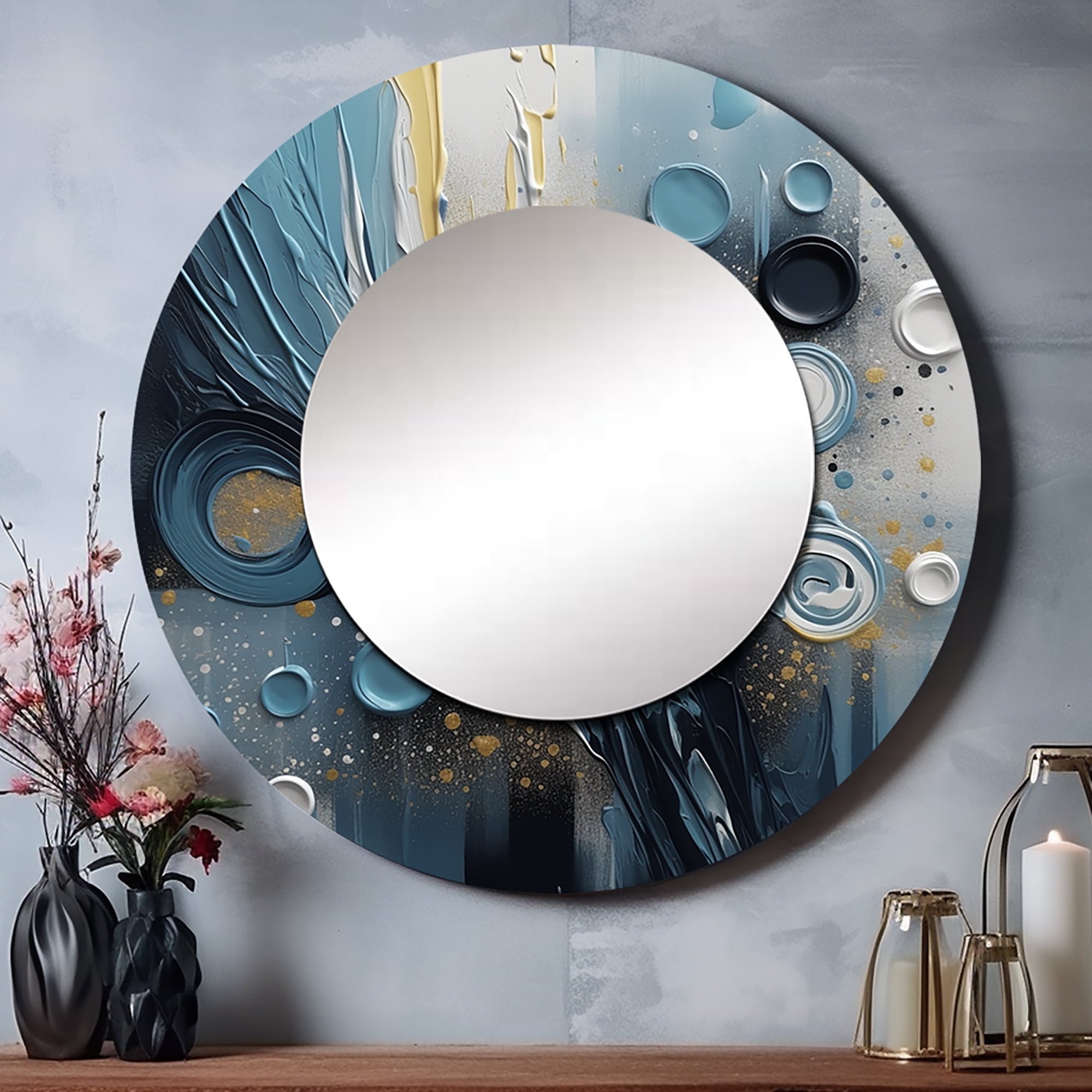 Designart "Ethereal Abstractions in Blue and White" Abstract Painting ...