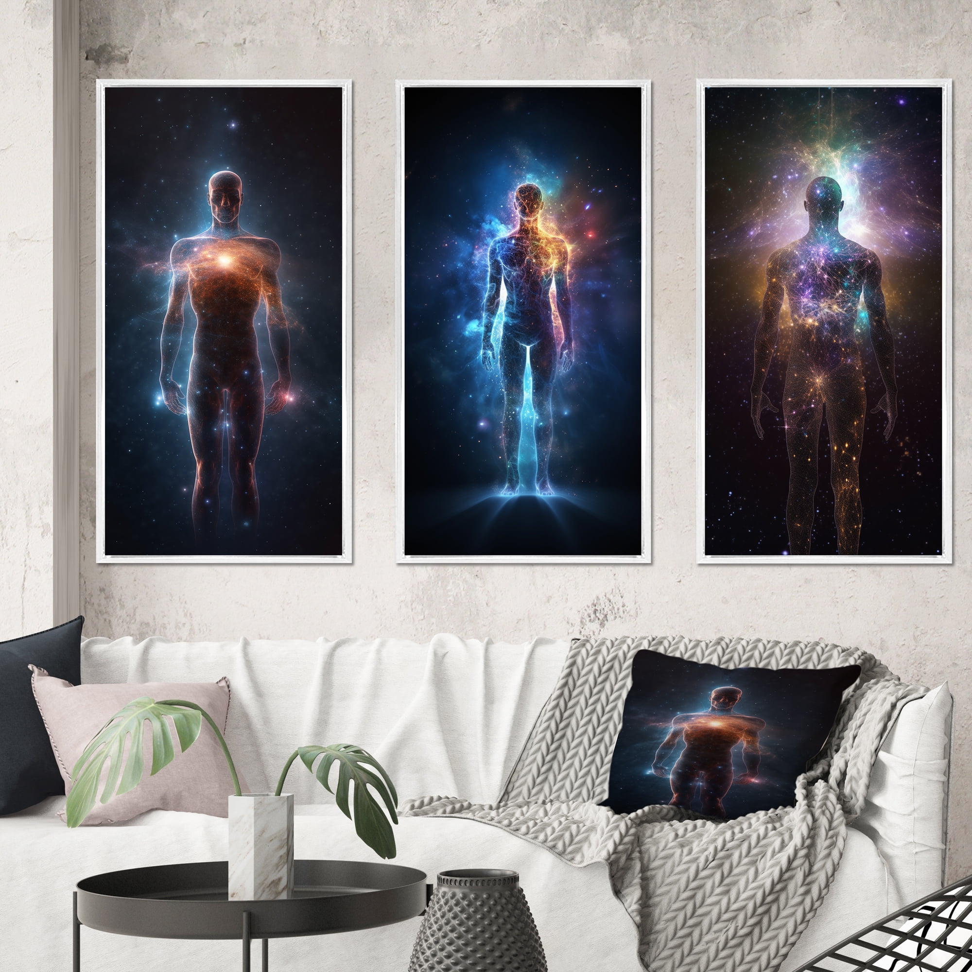 Designart "Ethereal Awakening Glowing Body and Light VI" Robot Framed ...