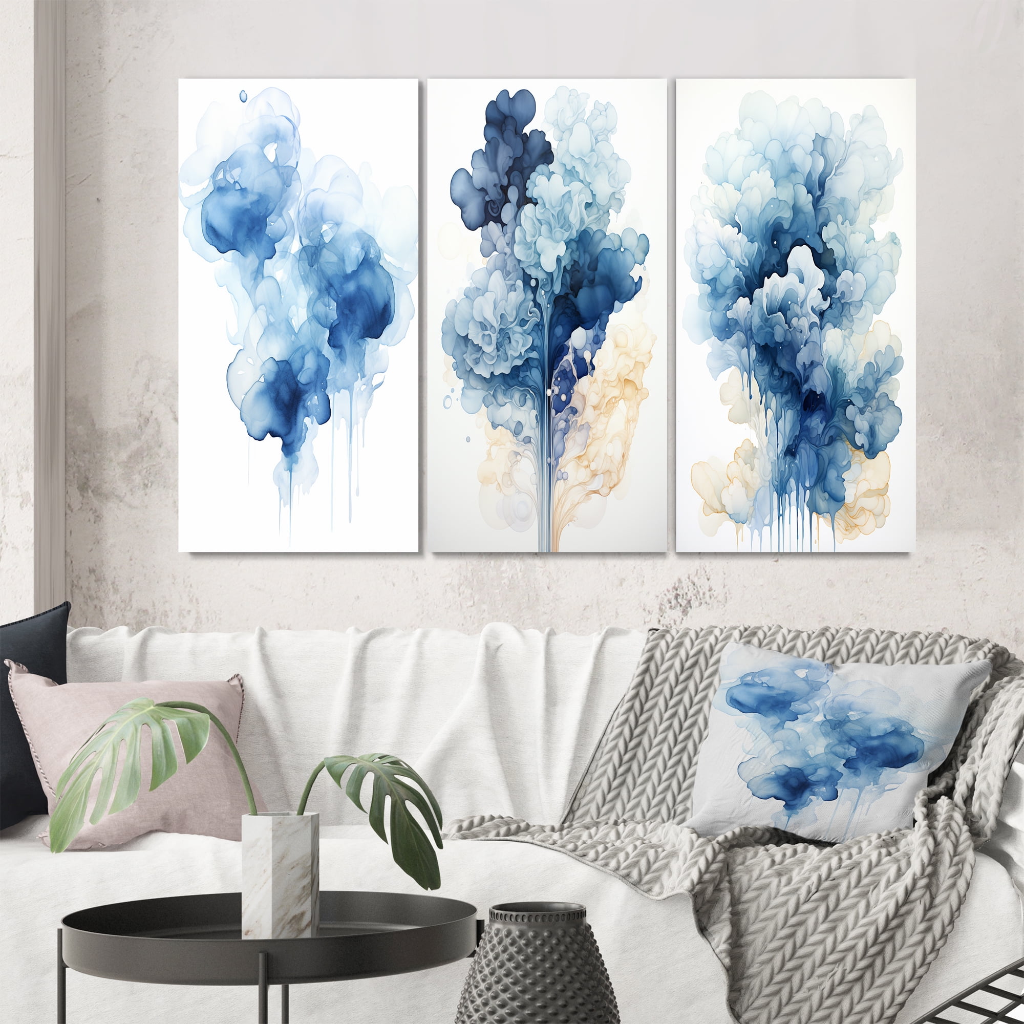 Designart "Ethereal Bliss Blue Watercolor III" Abstract Painting Wall ...