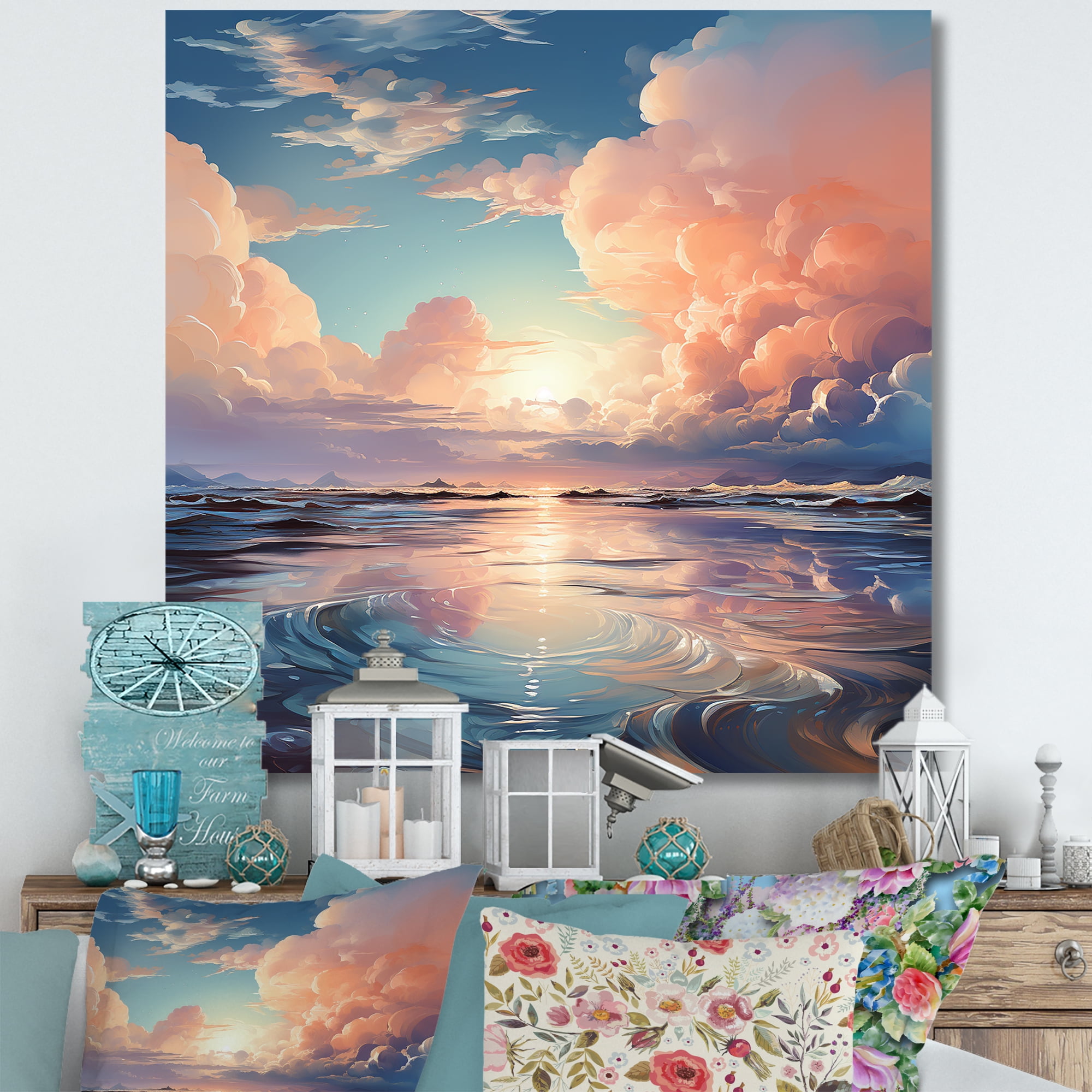 Designart "Ethereal Clouds Fluid Artistry" Clouds Wall Art Living Room ...