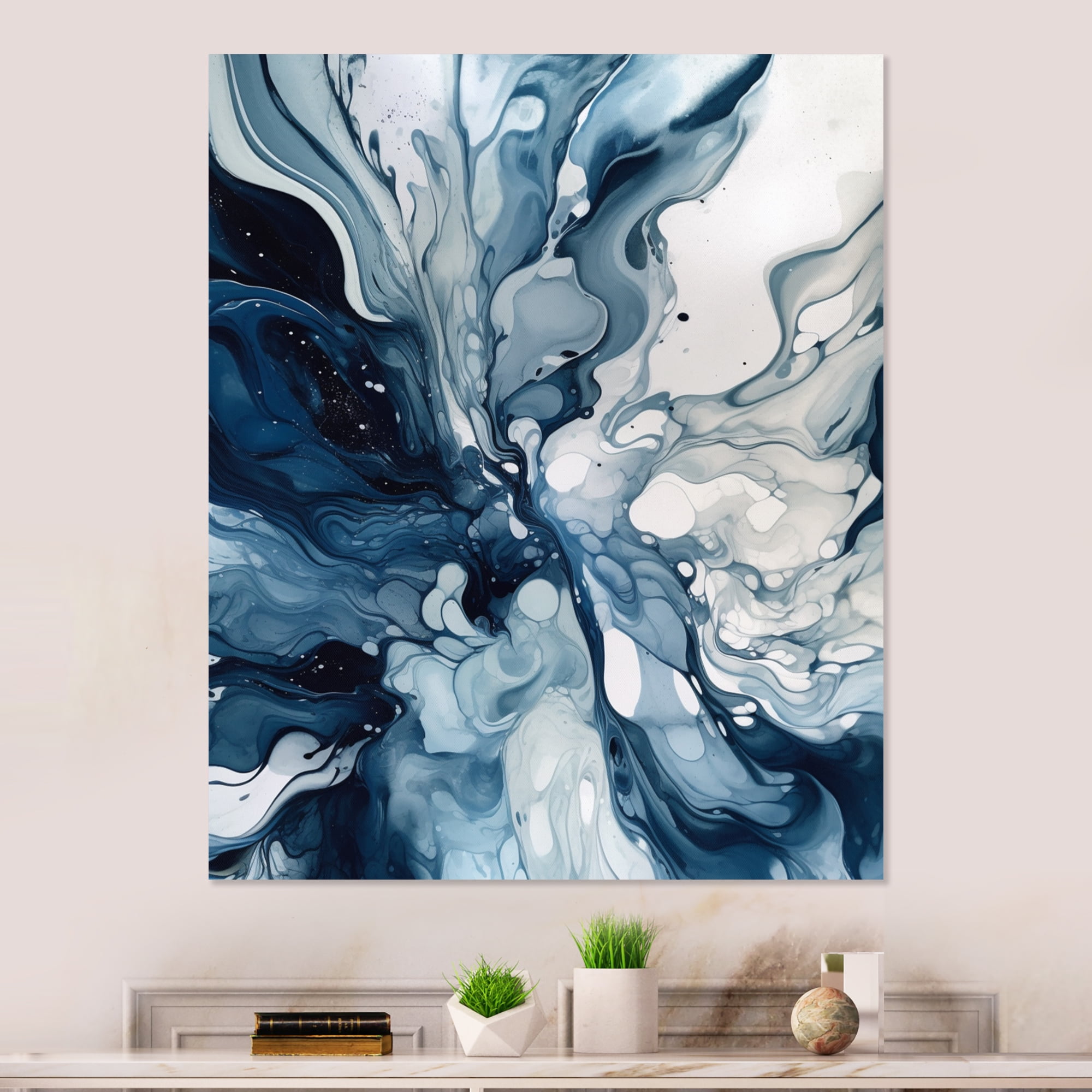 Designart "Ethereal Elixir Blue Grey Abstraction IX" Abstract Shapes ...