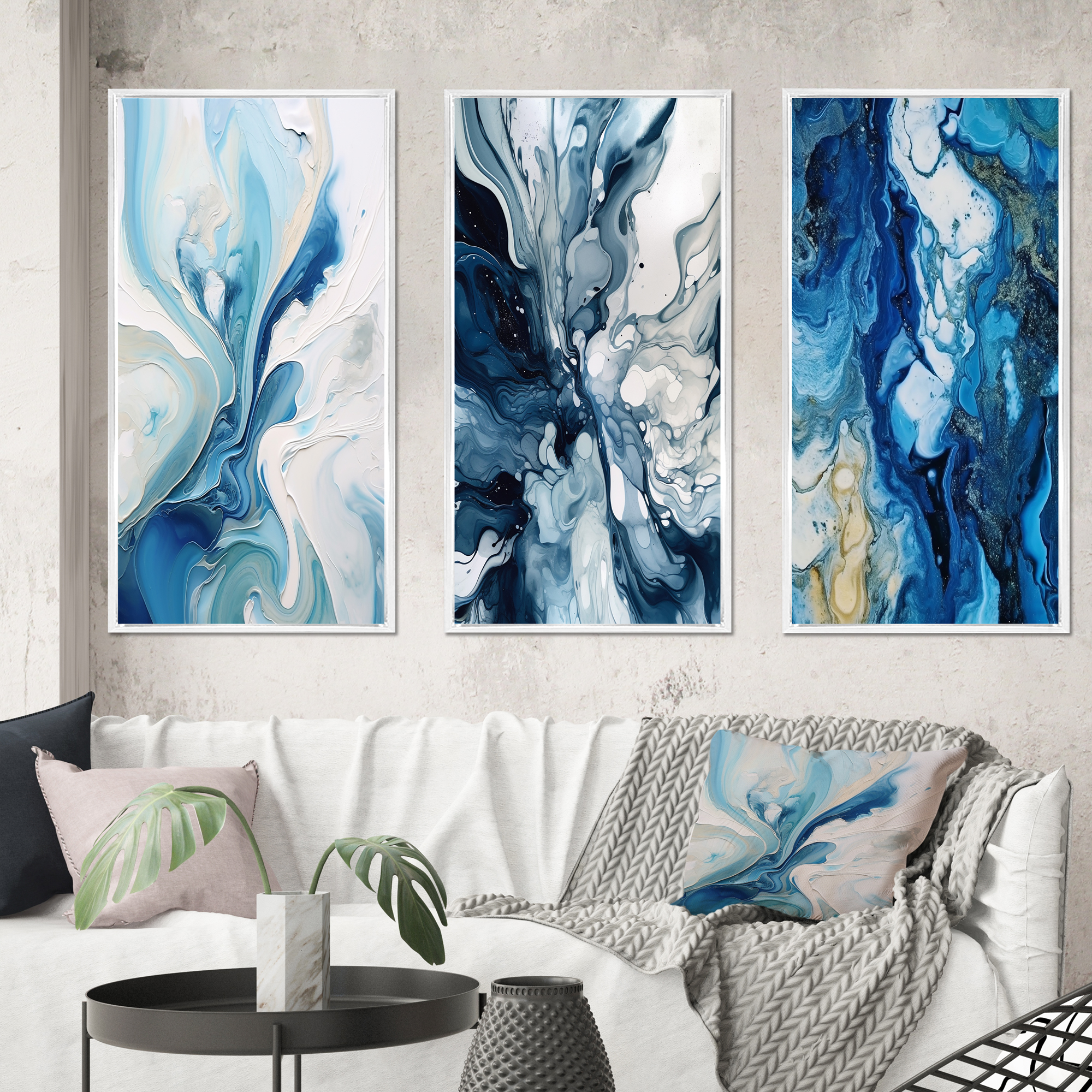 Designart "Ethereal Elixir Blue Grey Tranquility IX" Abstract Framed ...